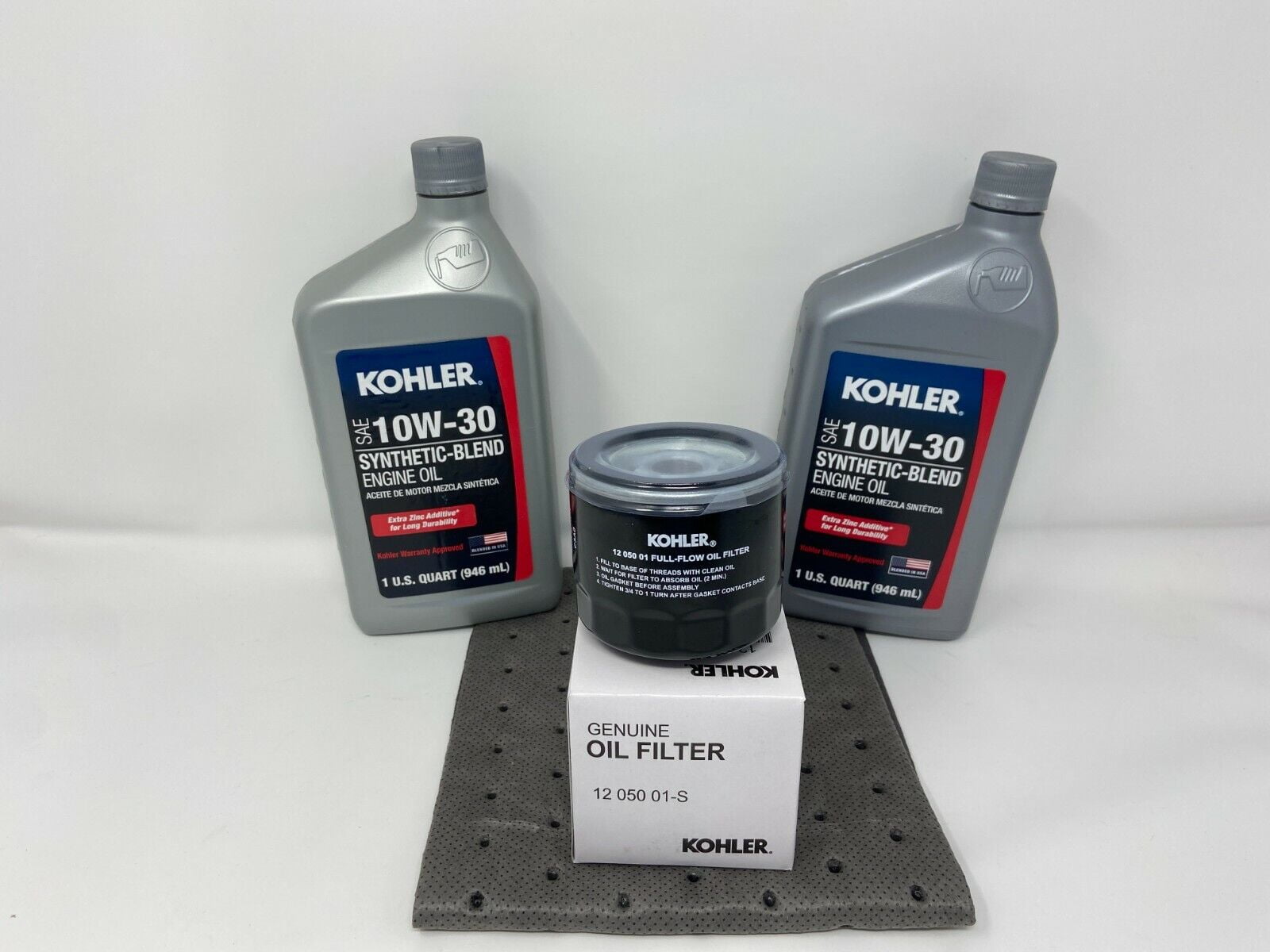 Genuine Kohler 12 050 01-S Oil Change Kit w/Oil pad and 2 Quarts of 10W ...