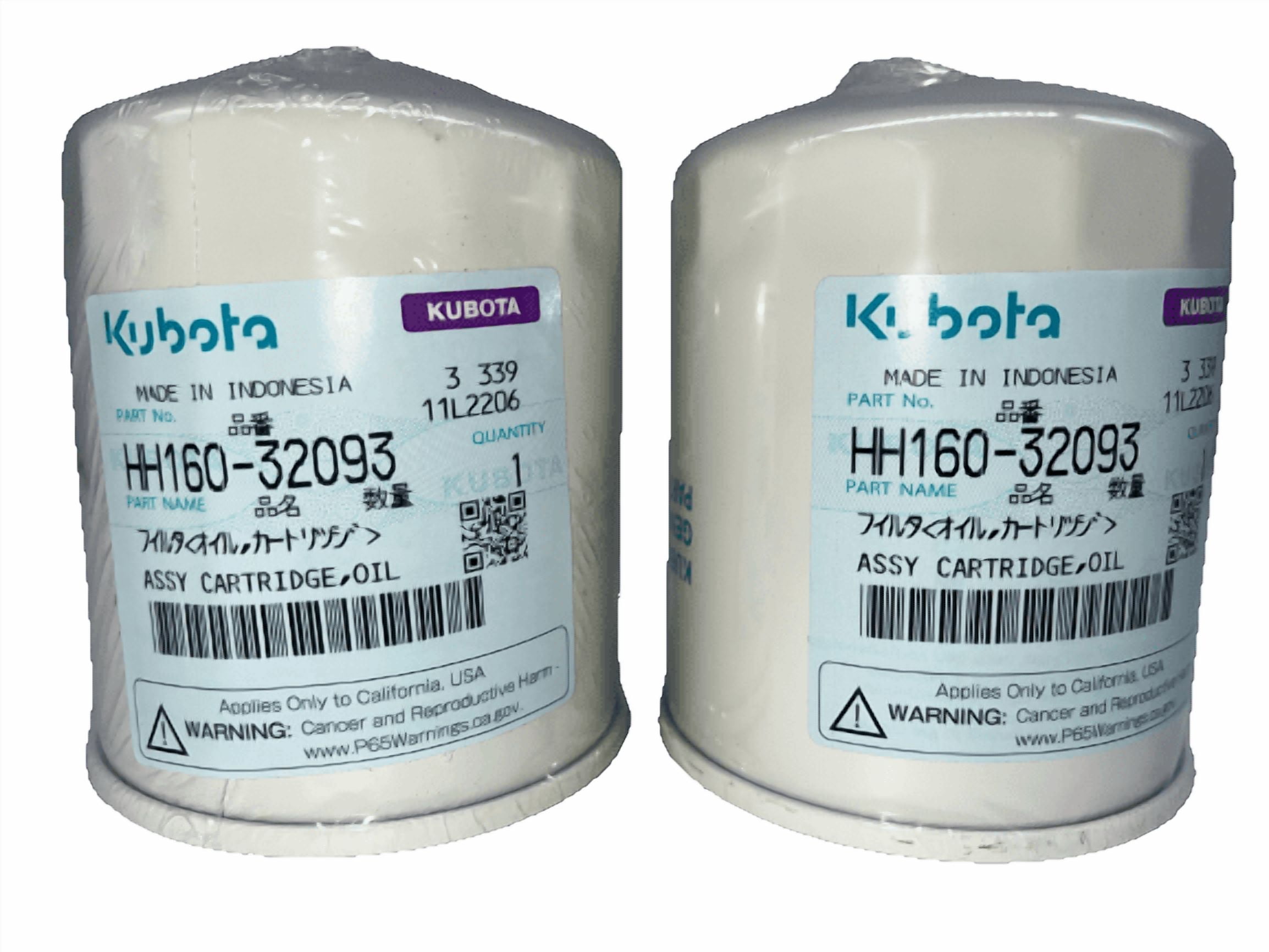 Genuine Kubota Oil Filter 2 Pack HH160-32093 16271-32090 Grasshopper ...