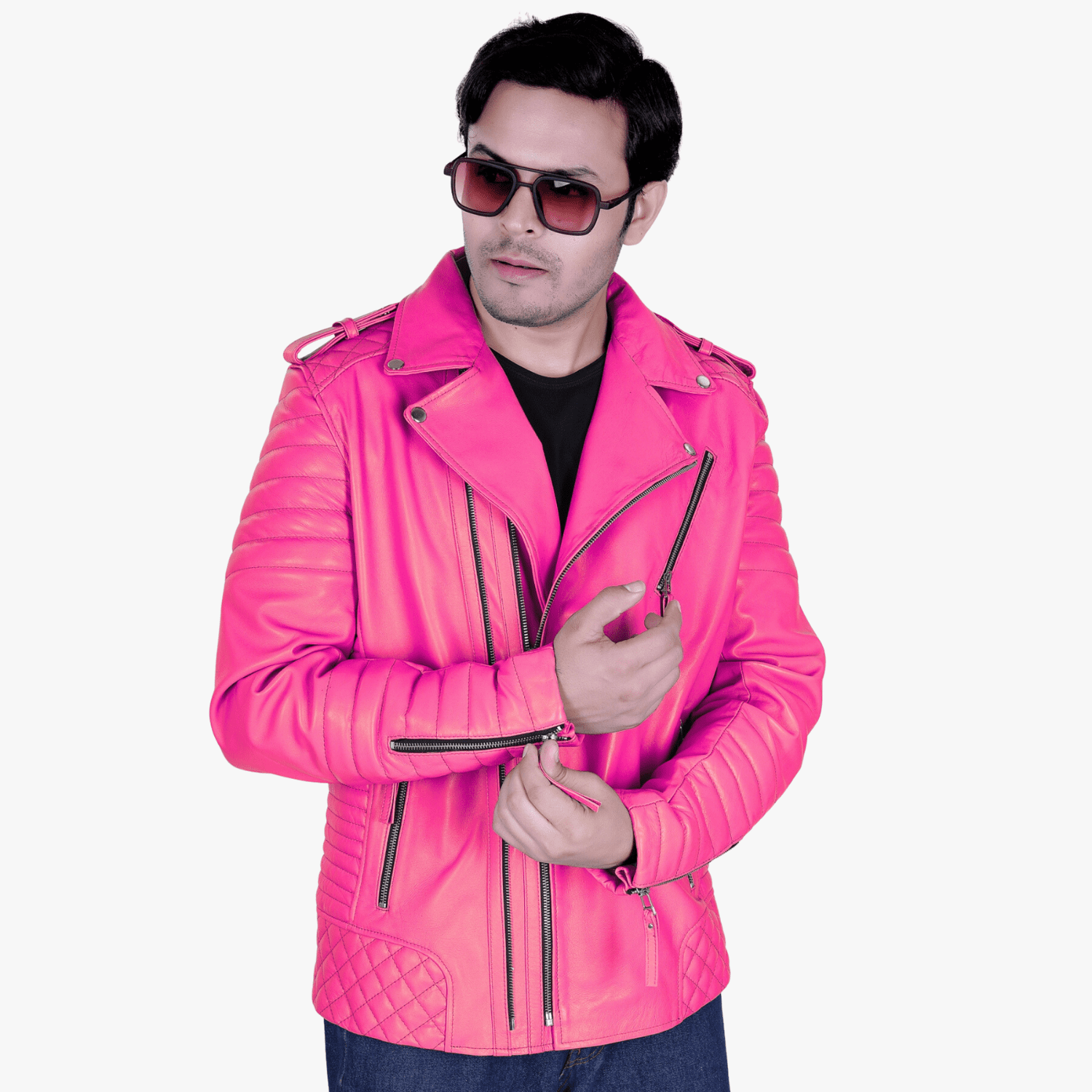 Genuine Lambskin Mens Leather Jacket Motorcycle Biker Slim Fit Quilted Leather Jacket - Walmart.com