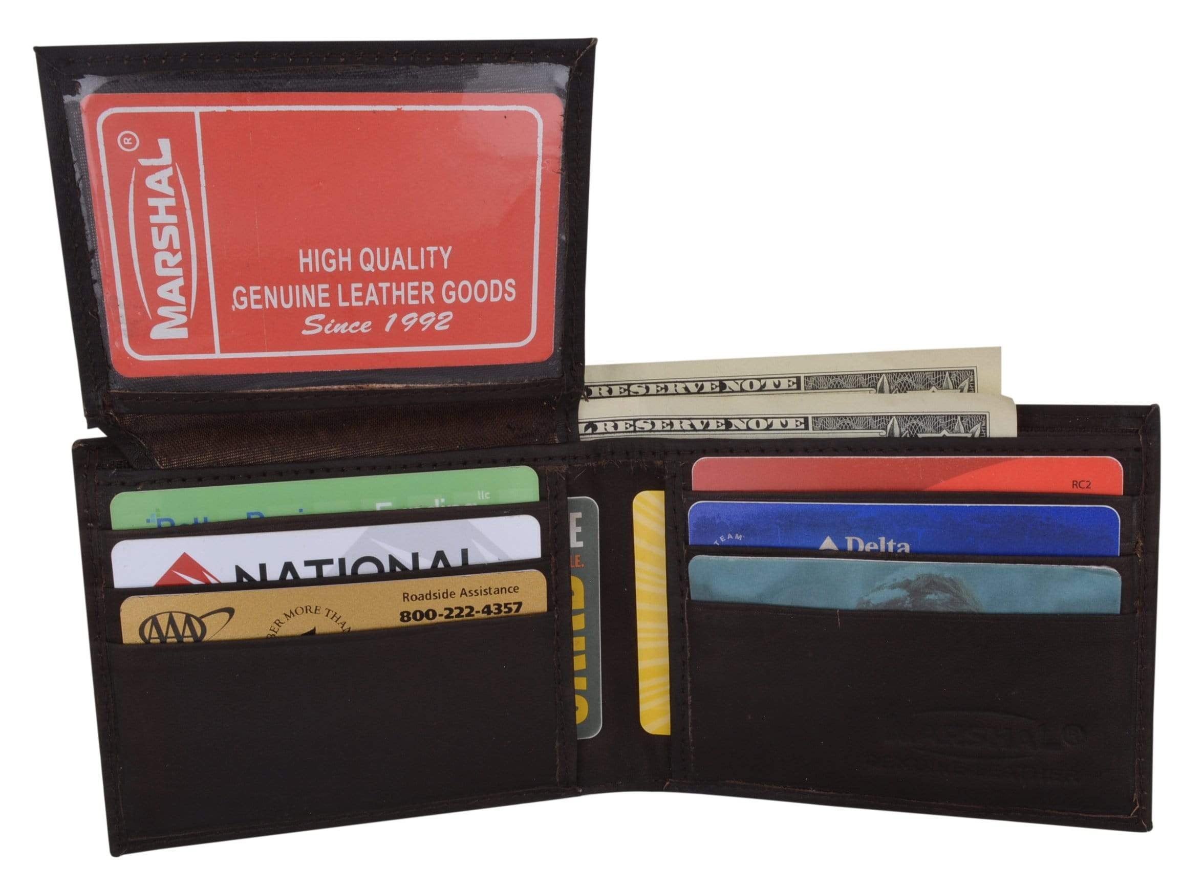 Genuine Lambskin Soft Leather ID and Credit Card Bifold Wallet 1153 ...