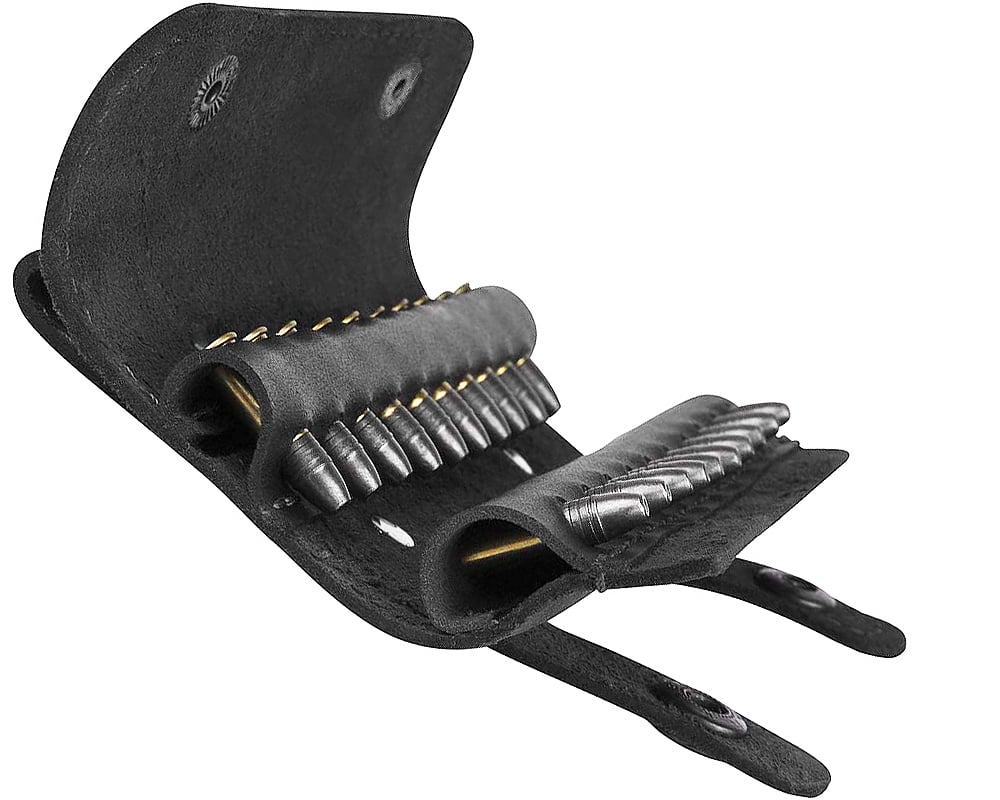 Genuine Leather .22 Cal Ammo Belt Pouch Shell Holder Black - Walmart.com