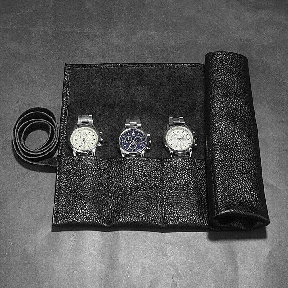 Genuine Leather 6 Slots Watch Roll Case Travel Box Watches Storage ...