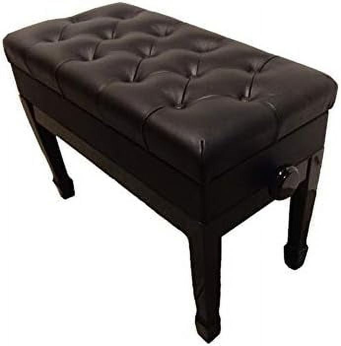 Genuine Leather Adjustable Duet Size Artist Piano Bench Stool In Ebony ...