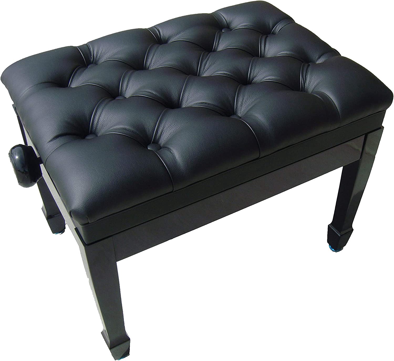 Genuine Leather Adjustable Pillow Top Artist Piano Bench Stool in Ebony ...
