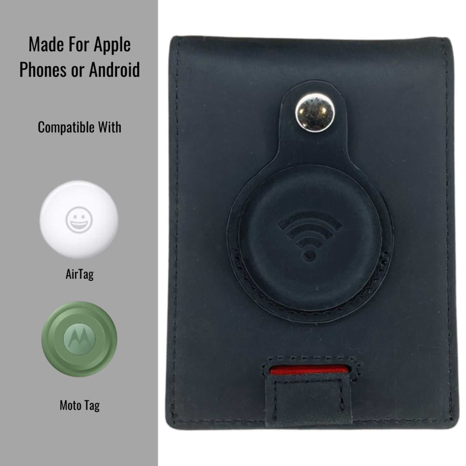 Genuine Leather Airtag Wallet | Credit Card Bifold Wallet for Apple Air ...