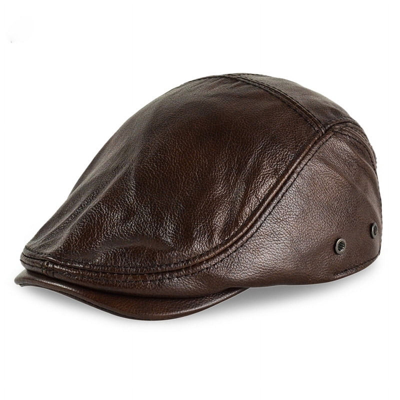 Genuine Leather Baseball Cap Hat Men's Winter Warm Cow Skin Leather ...