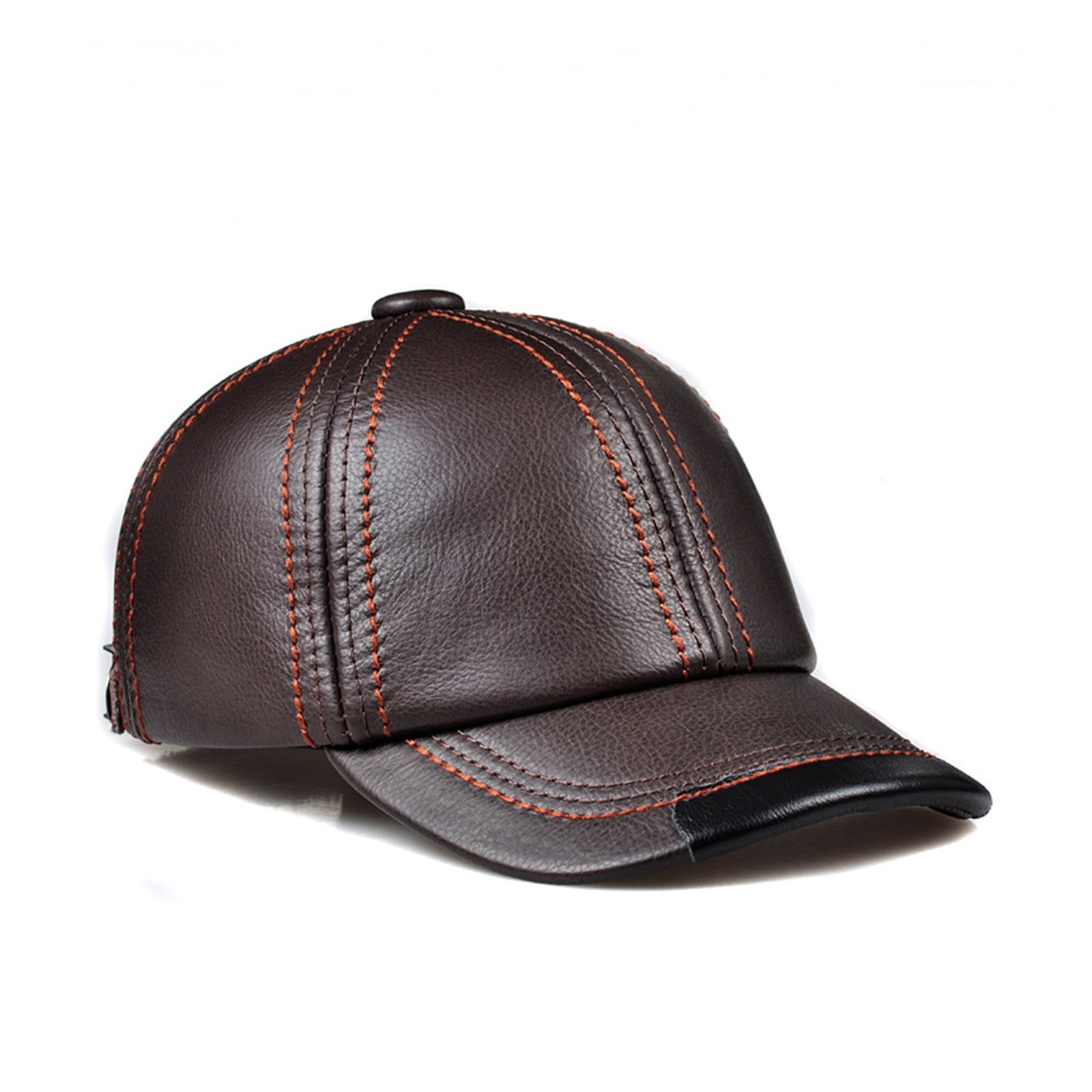 Genuine Leather Baseball Cap Men Black Cowhide Hat Male Adjustable ...