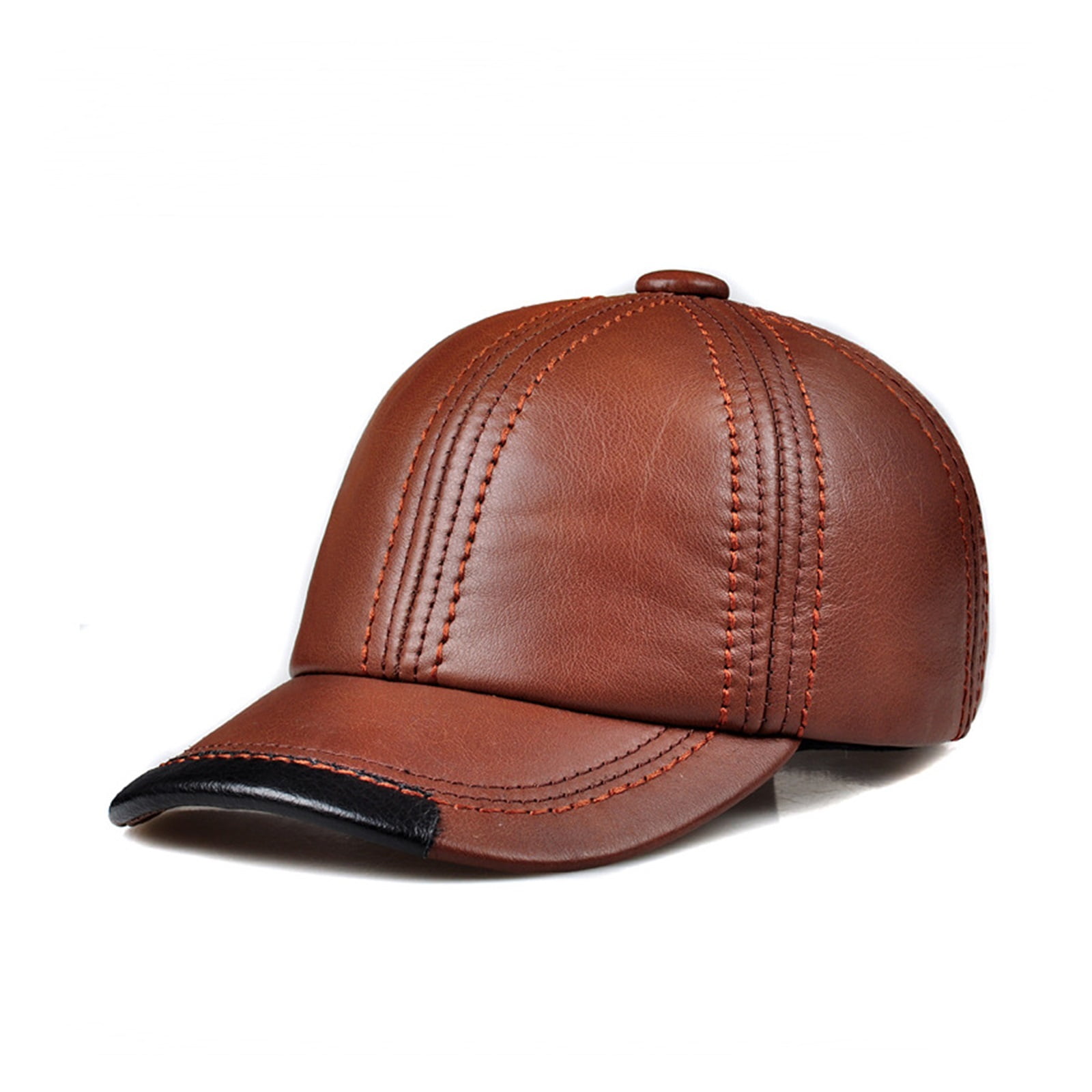 Genuine Leather Baseball Cap Men Black Cowhide Hat Male Adjustable ...