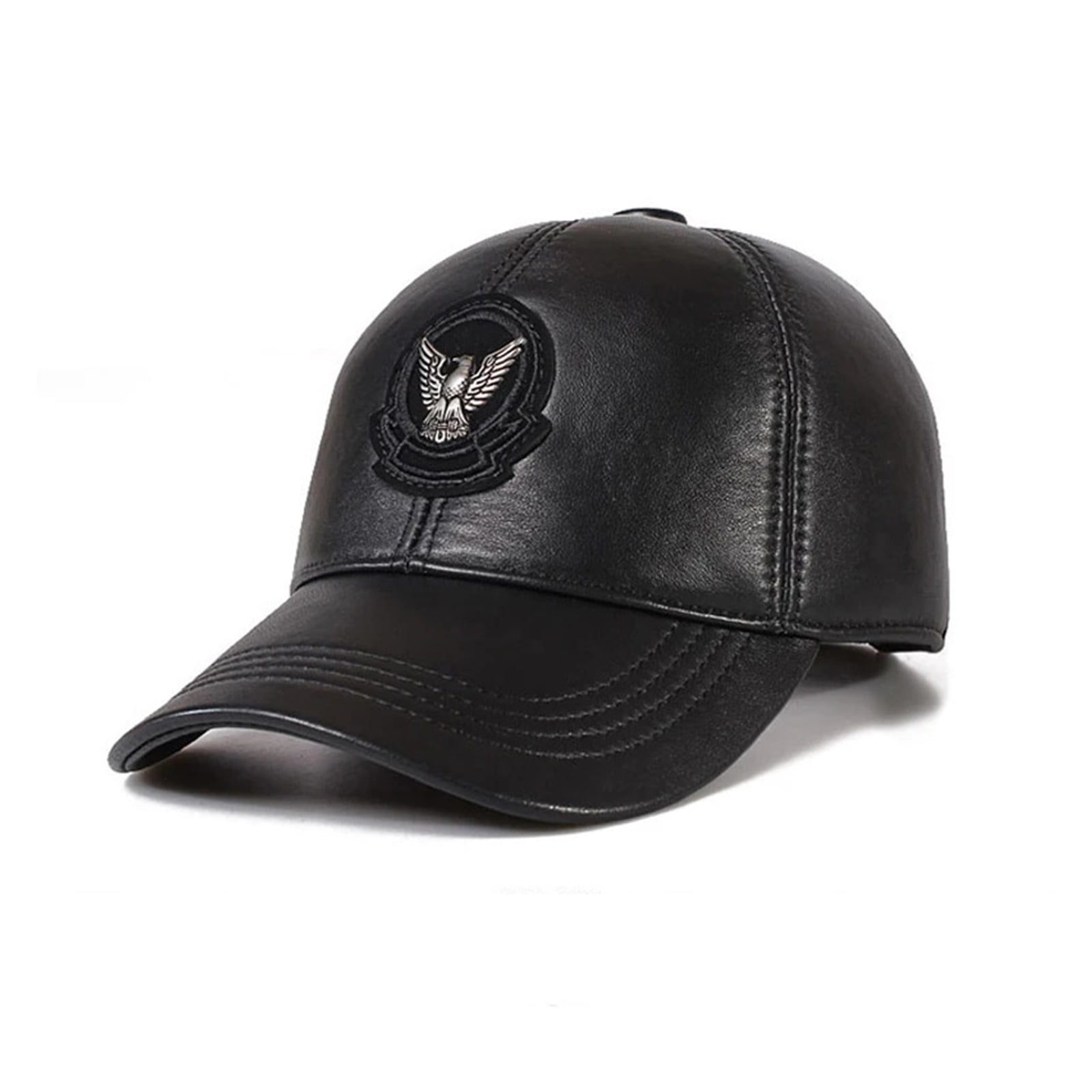 Genuine Leather Baseball Caps For Men/Women Youth Locomotive Hip-Pop ...