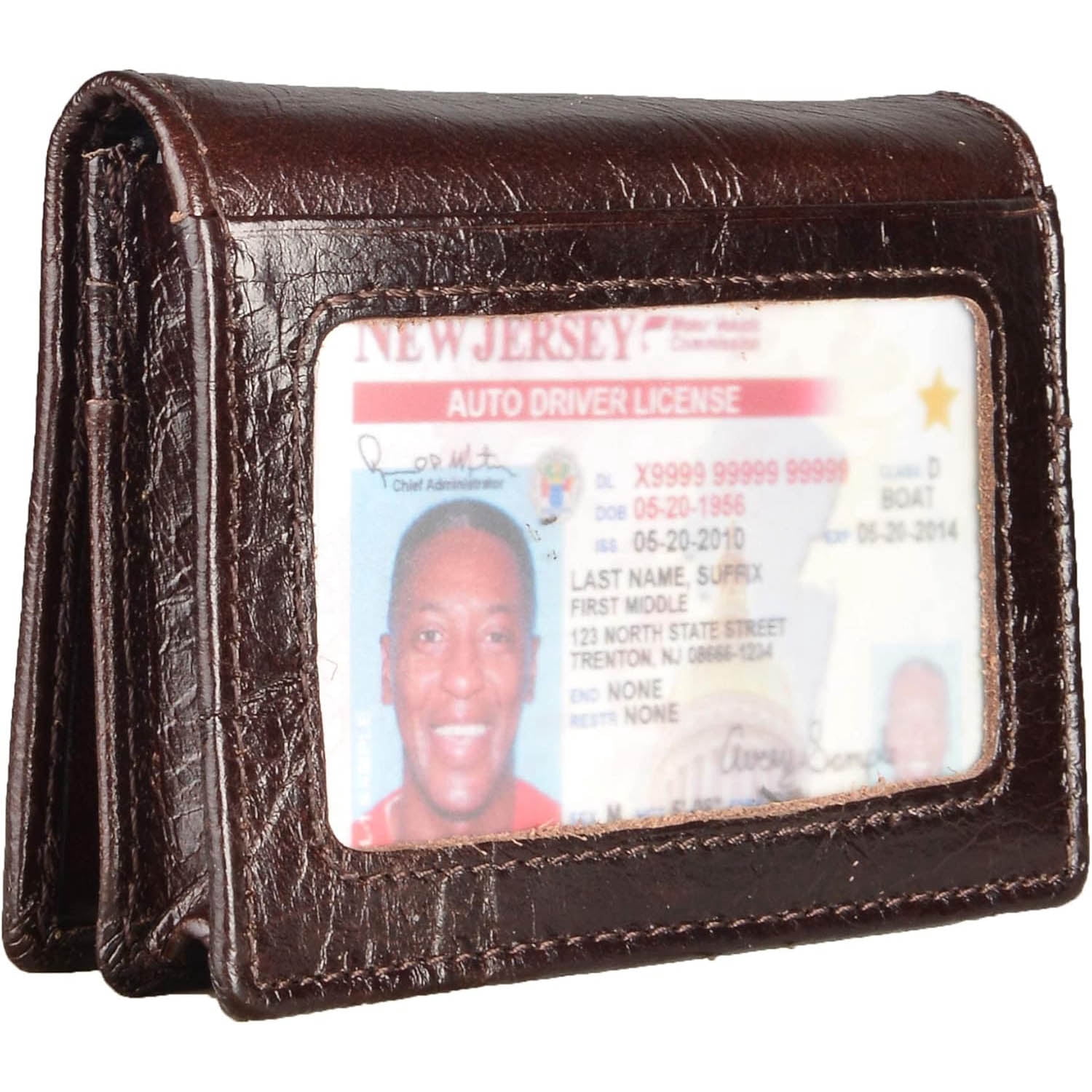 Genuine Leather Bifold ID Business Credit Card Case Holder for Men Slim ...