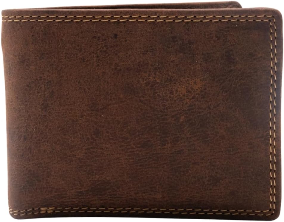 Genuine Leather Bifold Wallets For Men RFID Blocking Slim Mens Wallet ...