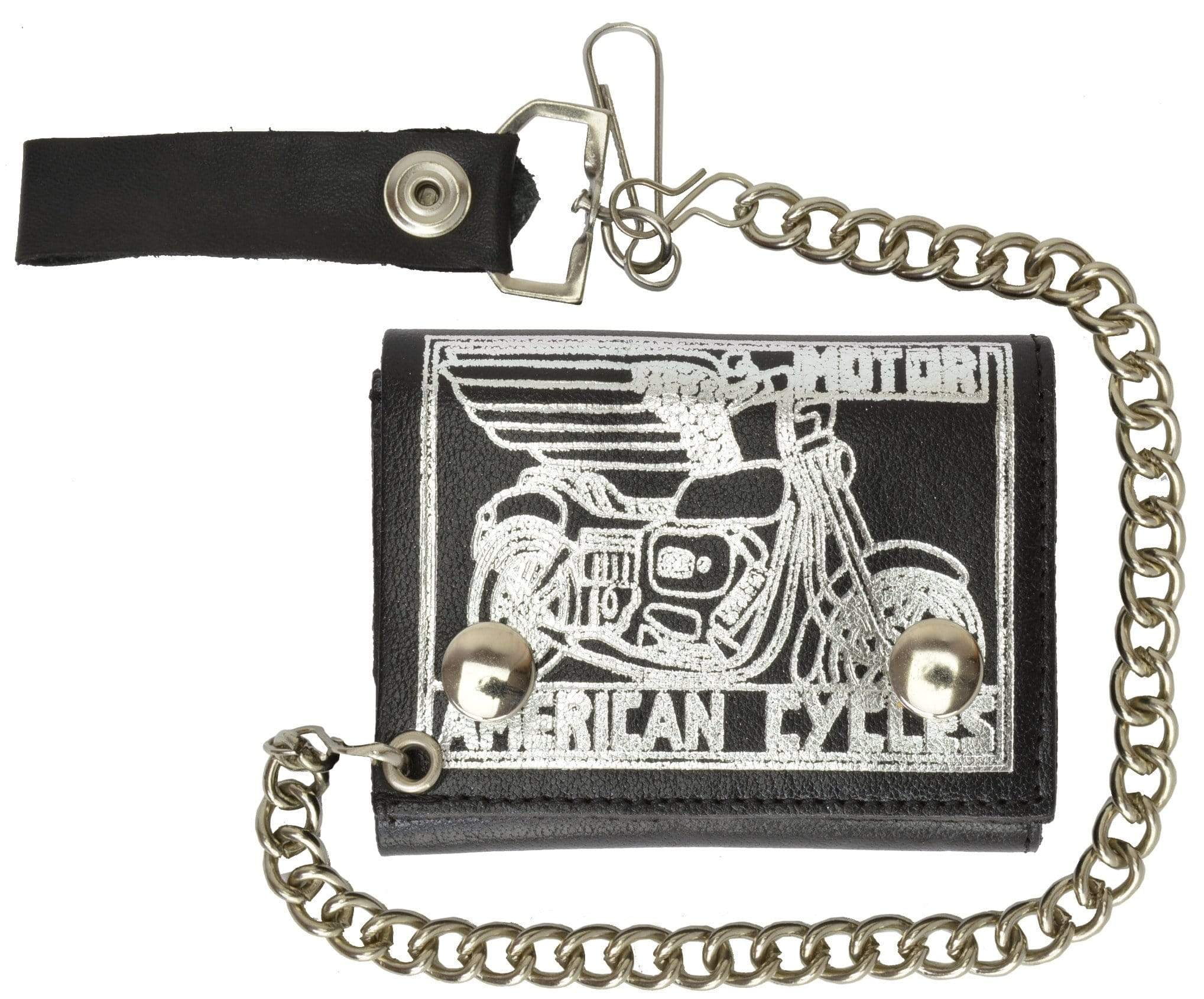 Genuine Leather Biker Chain Wallet Motorcycle Imprint 946-49 (C ...