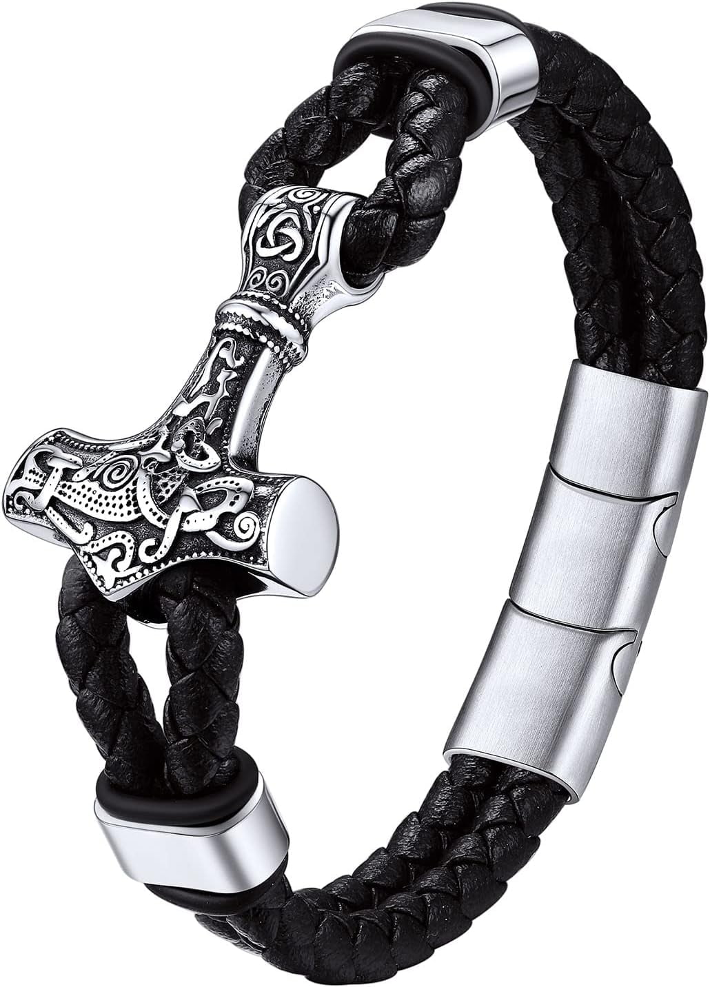 Genuine Leather Braided Viking Bracelets for Men Boys, Vintage Thor's ...