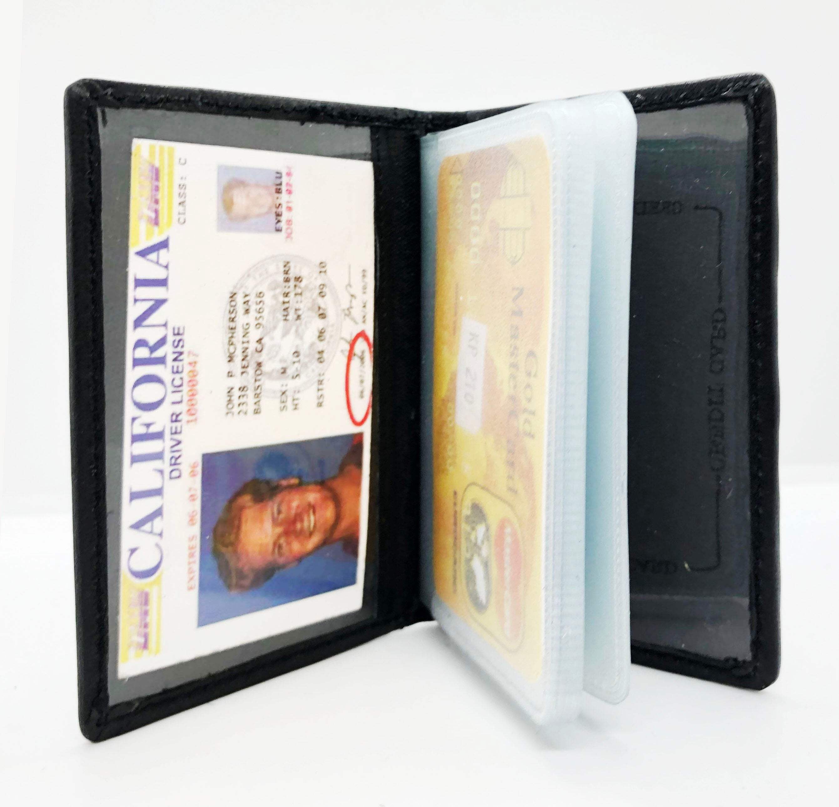 Genuine Leather Business Card Holder Clear Plastic Inserts Pocket ...
