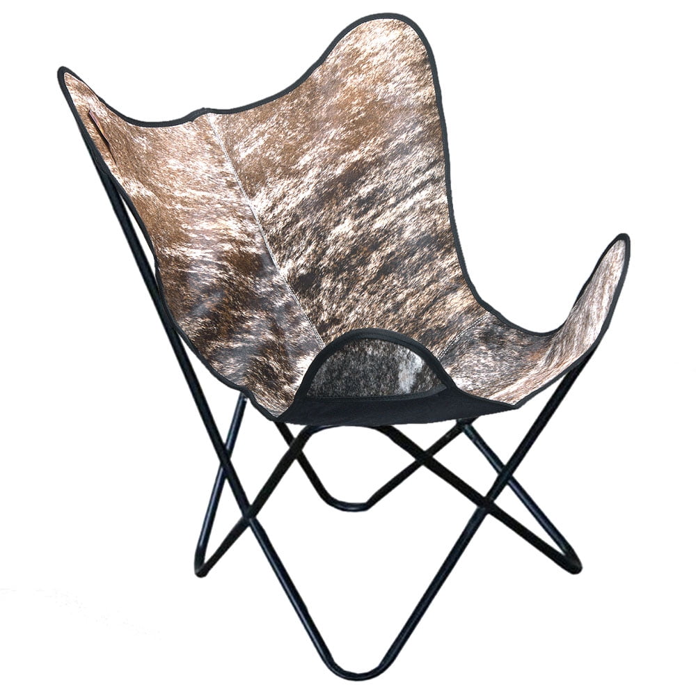 Genuine Leather Butterfly Chair Folding Lounge Modern Sling Accent Seat ...