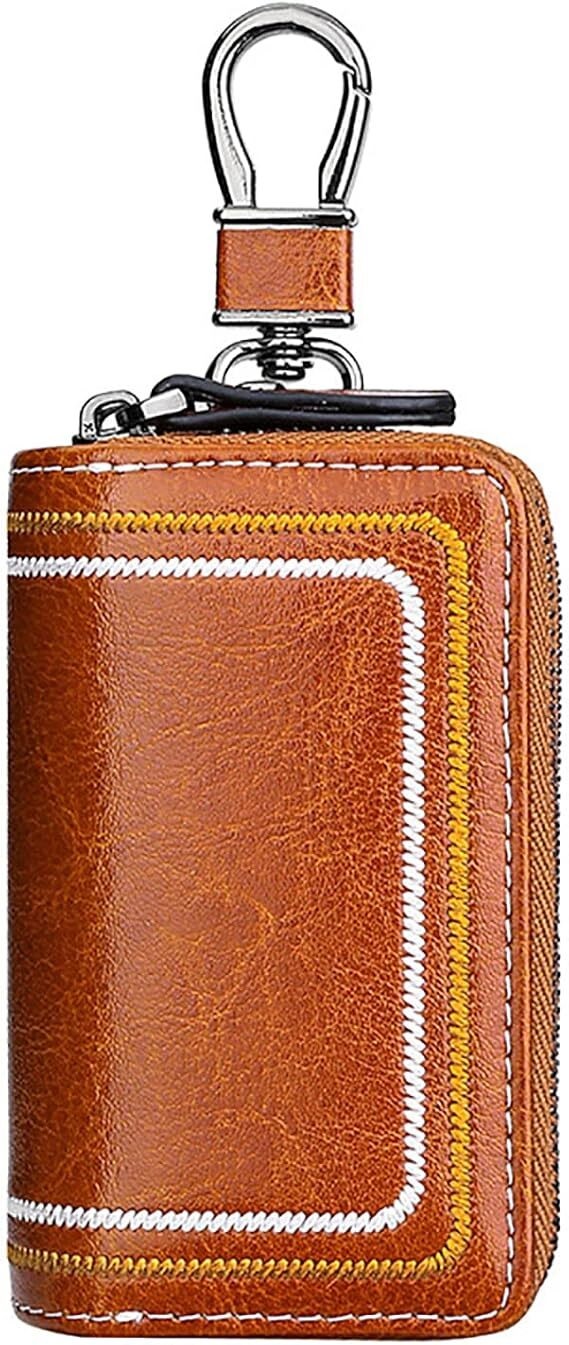 Genuine Leather Car Key Fob Case Holder for Men and Women, Double ...