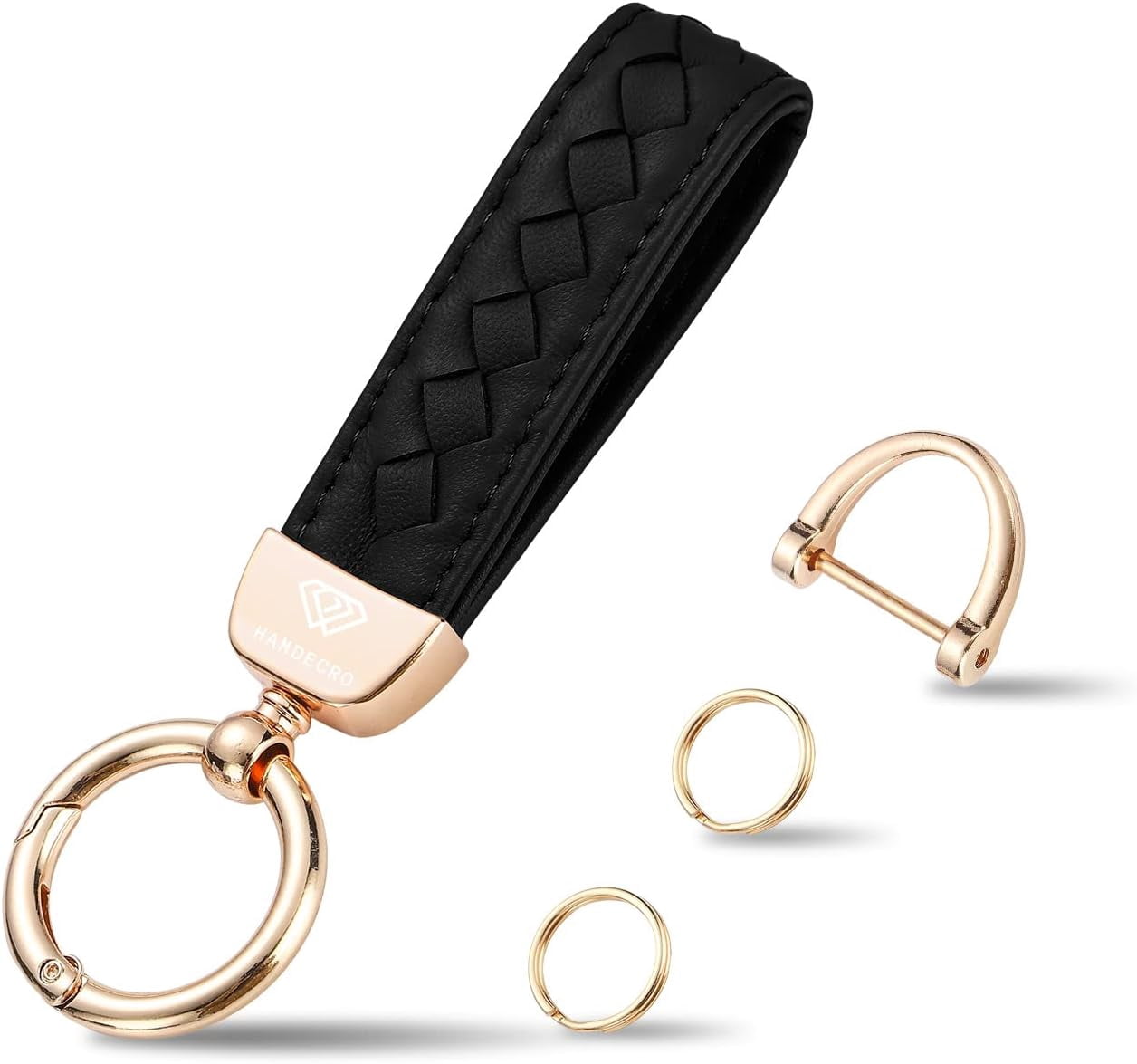 Genuine Leather Car Keychain, Handmade Knit Sheepskin Key chains for ...