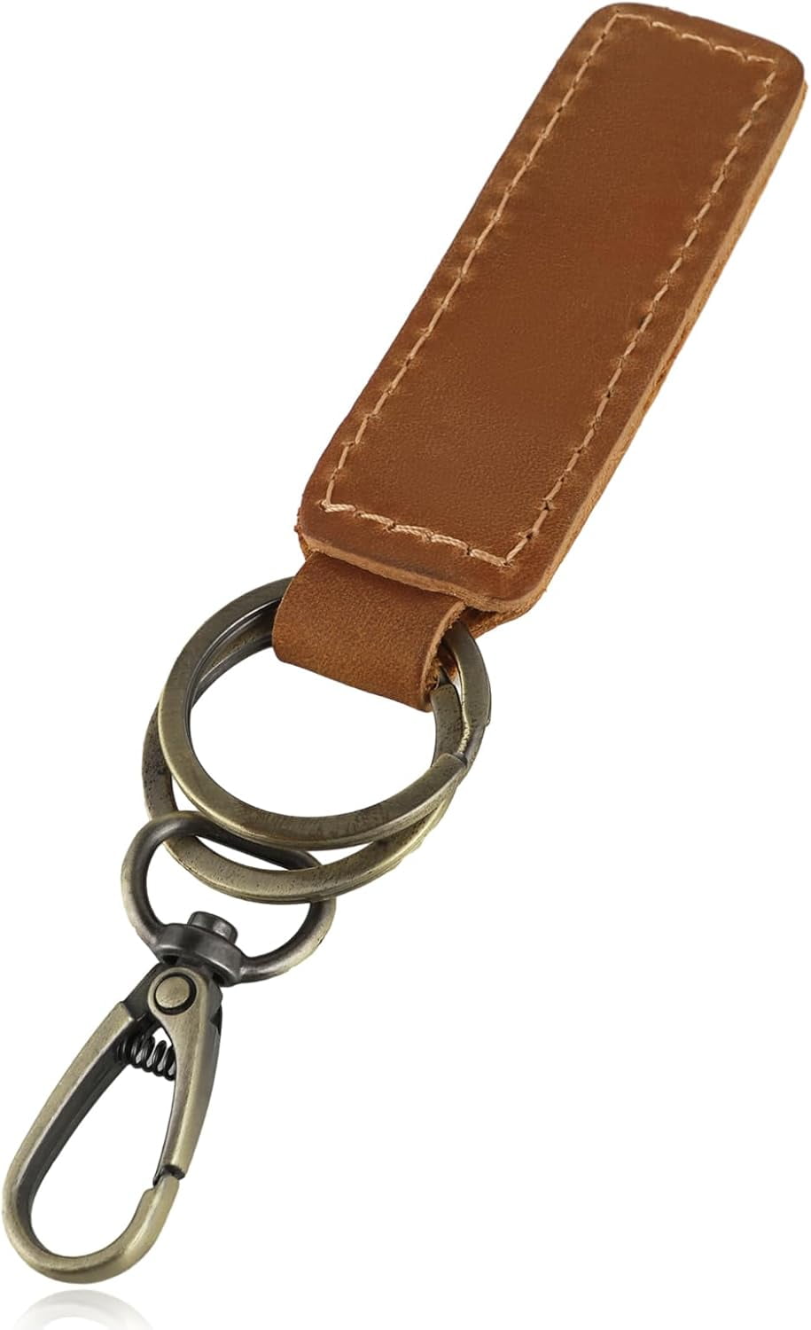Genuine Leather Car Keychain for Men, Vintage Real Leather Key Cha ...