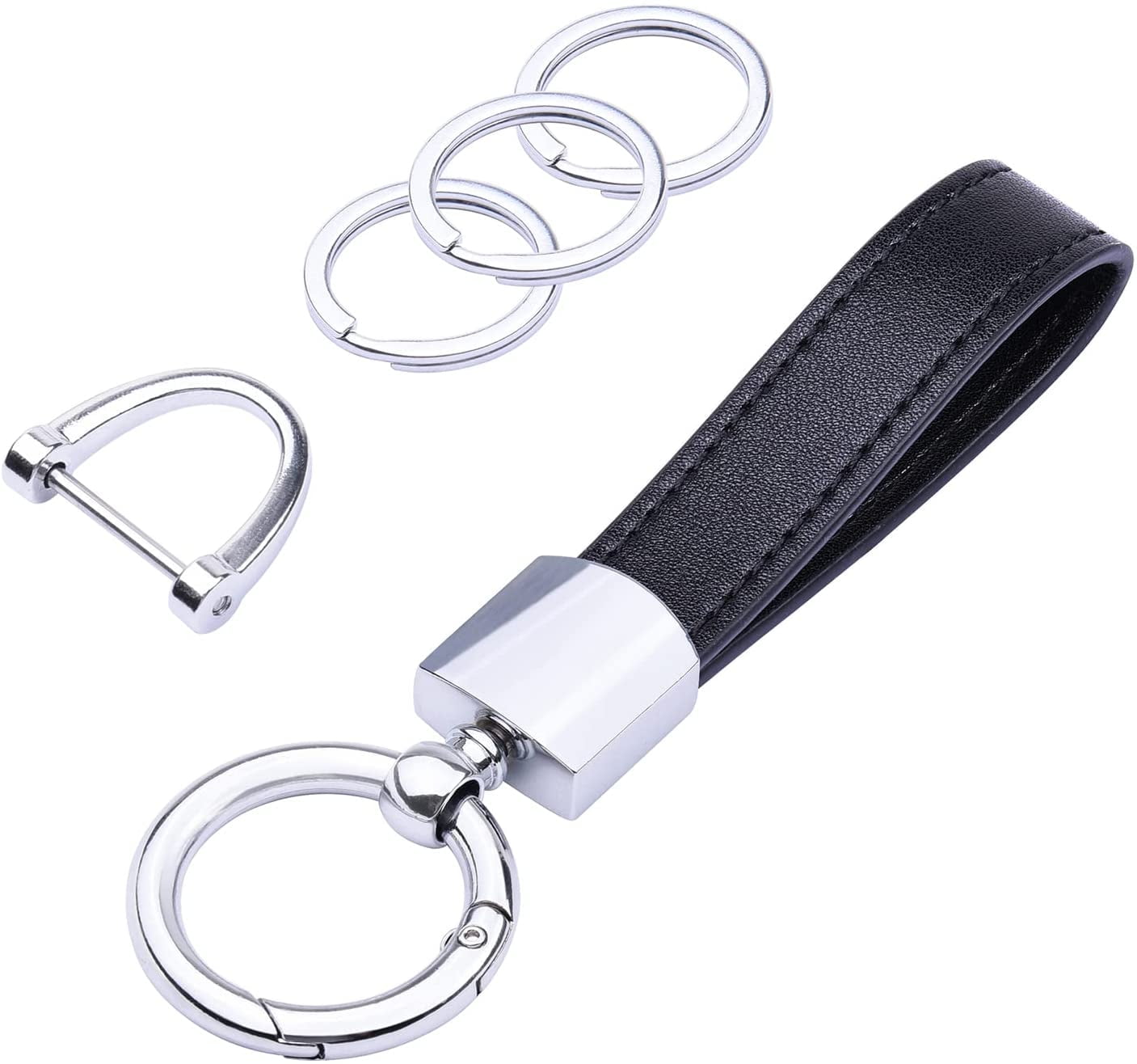 Genuine Leather Car Keychain with Key Rings - Premium Key Fob Organizer ...