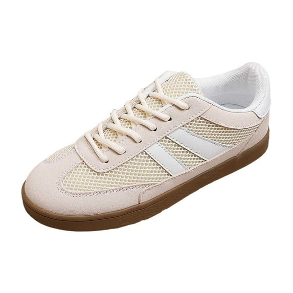 Leather Casual Sneakers for Women - Memory Foam Insoles Lace-Up Womens ...