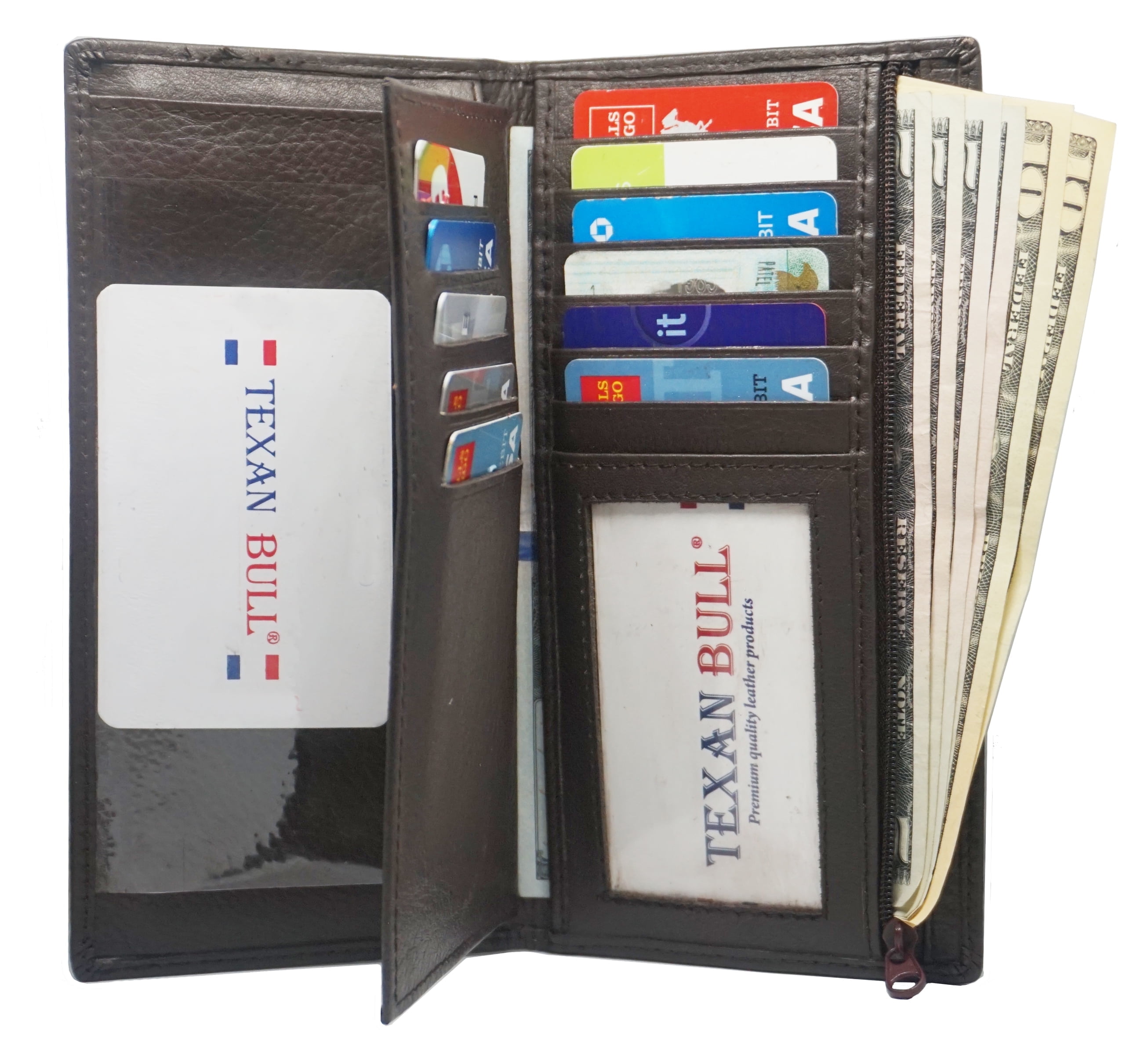 Genuine Leather Checkbook Cover Wallet Organizer with Credit Card ...