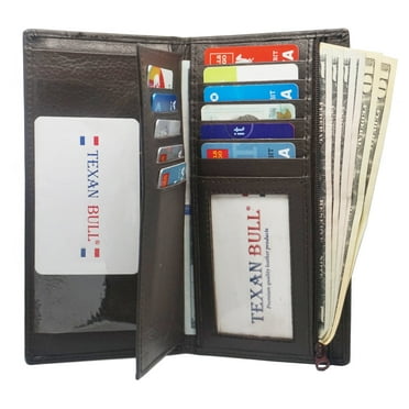 RFID Black Leather Checkbook Wallet Cover with Card Slots, Pen Holder ...