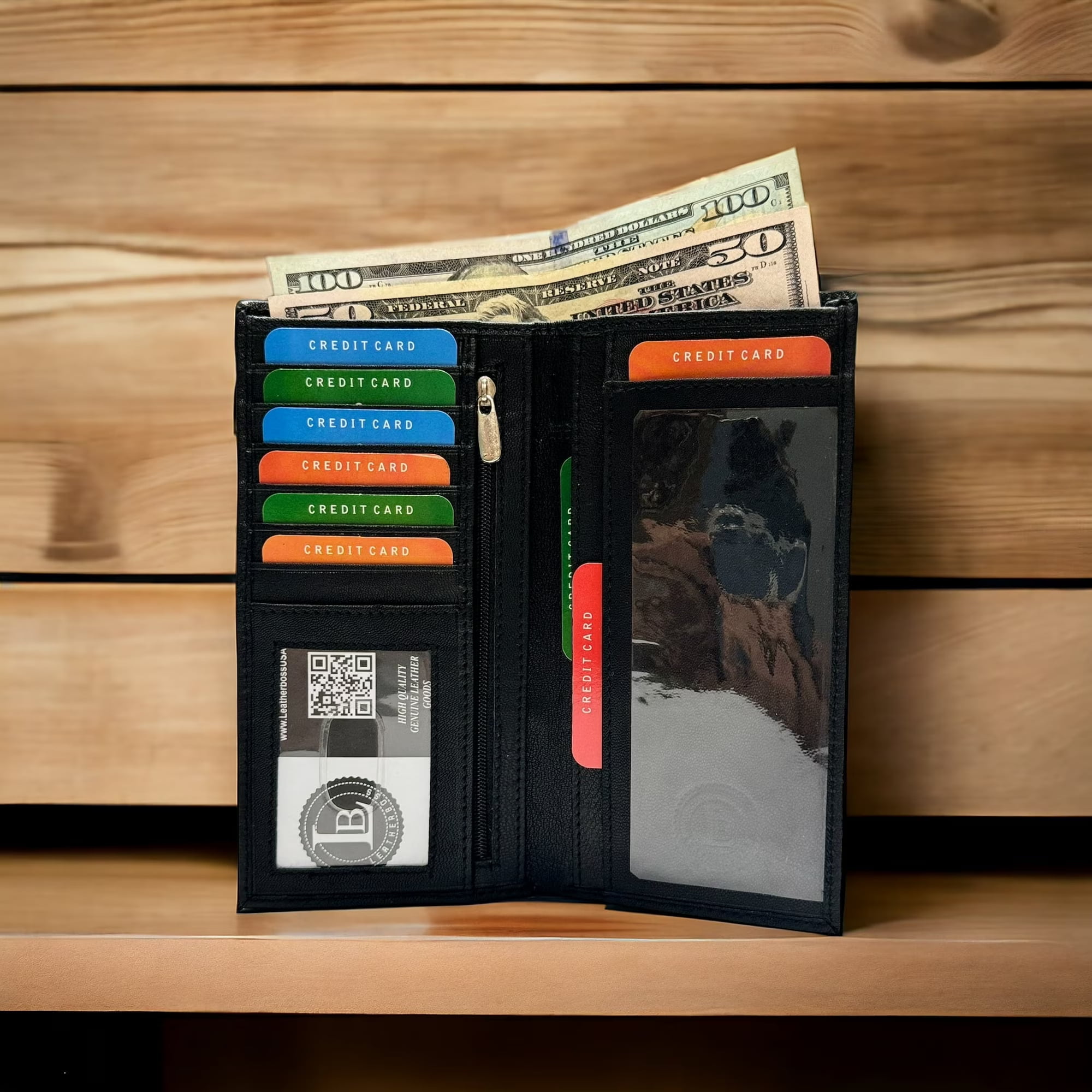 Genuine Leather Checkbook Cover Wallet | RFID Blocking Card Holder for ...