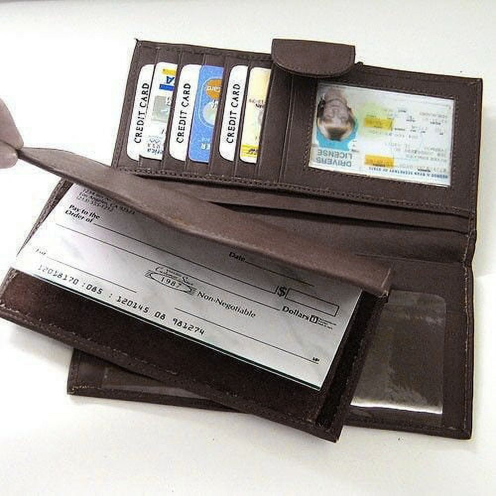 Genuine Leather Checkbook Secretary Accordion Wallet Zipper Clutch ...