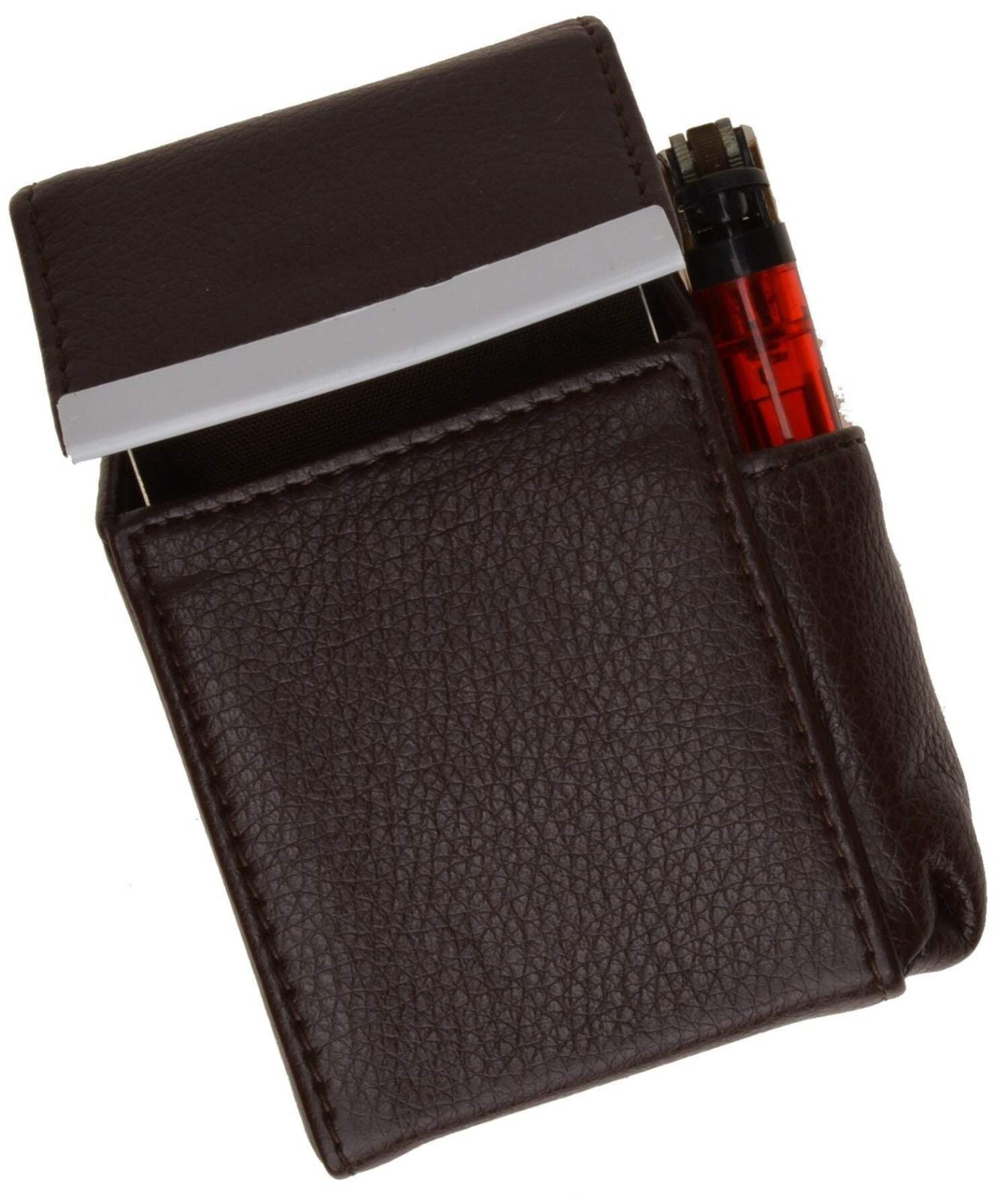 Genuine Leather Cigarette Pack Holder Flip-Top Pouch Smoke Carrying ...