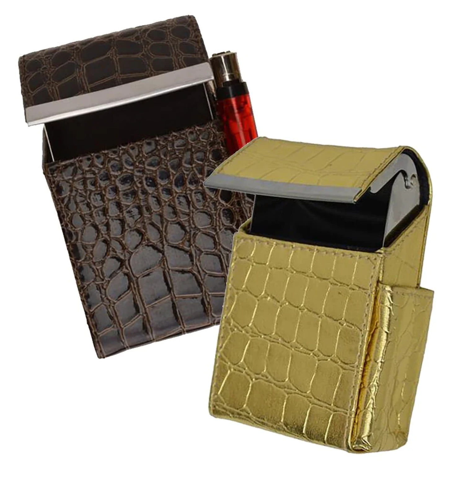 Genuine Leather Cigarette Pack Holder Flip-Top Pouch Smoke Carrying ...