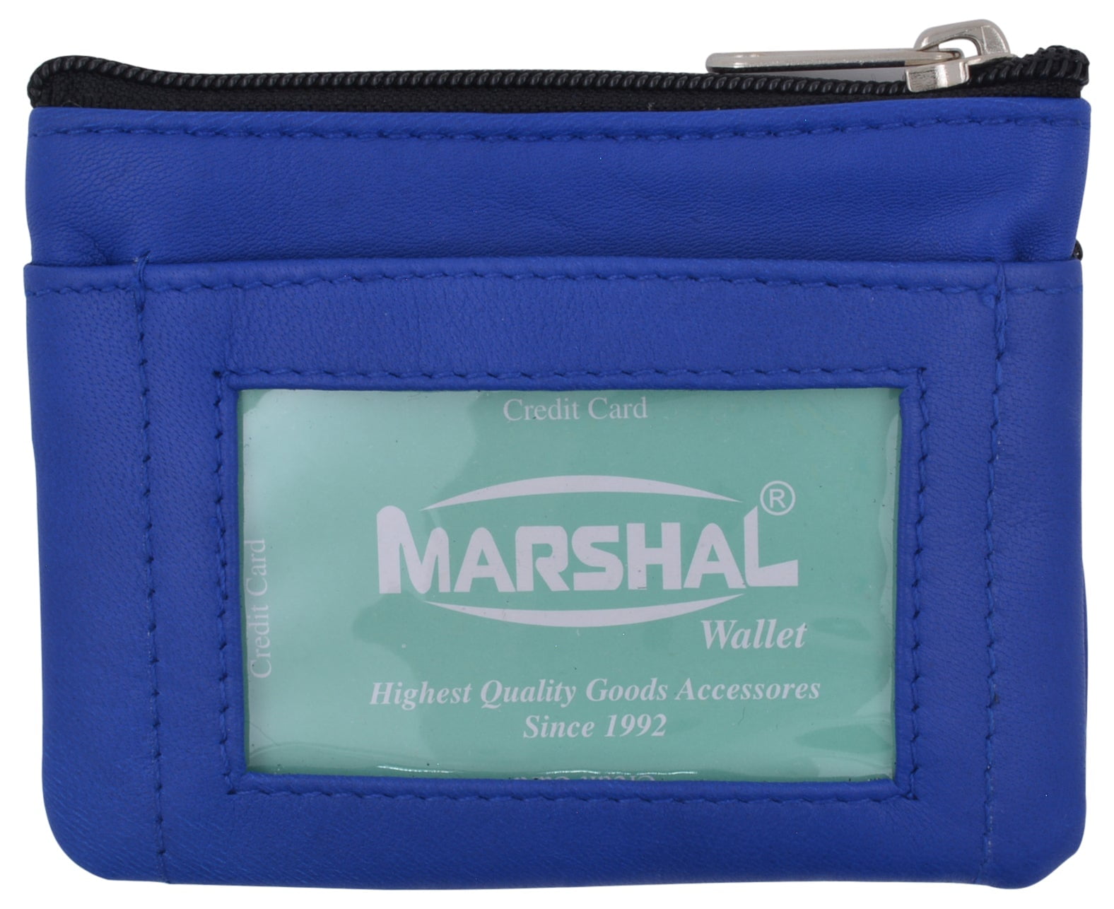 Genuine Leather Coin Change Purse With Front ID Window & Key Ring 710 ...