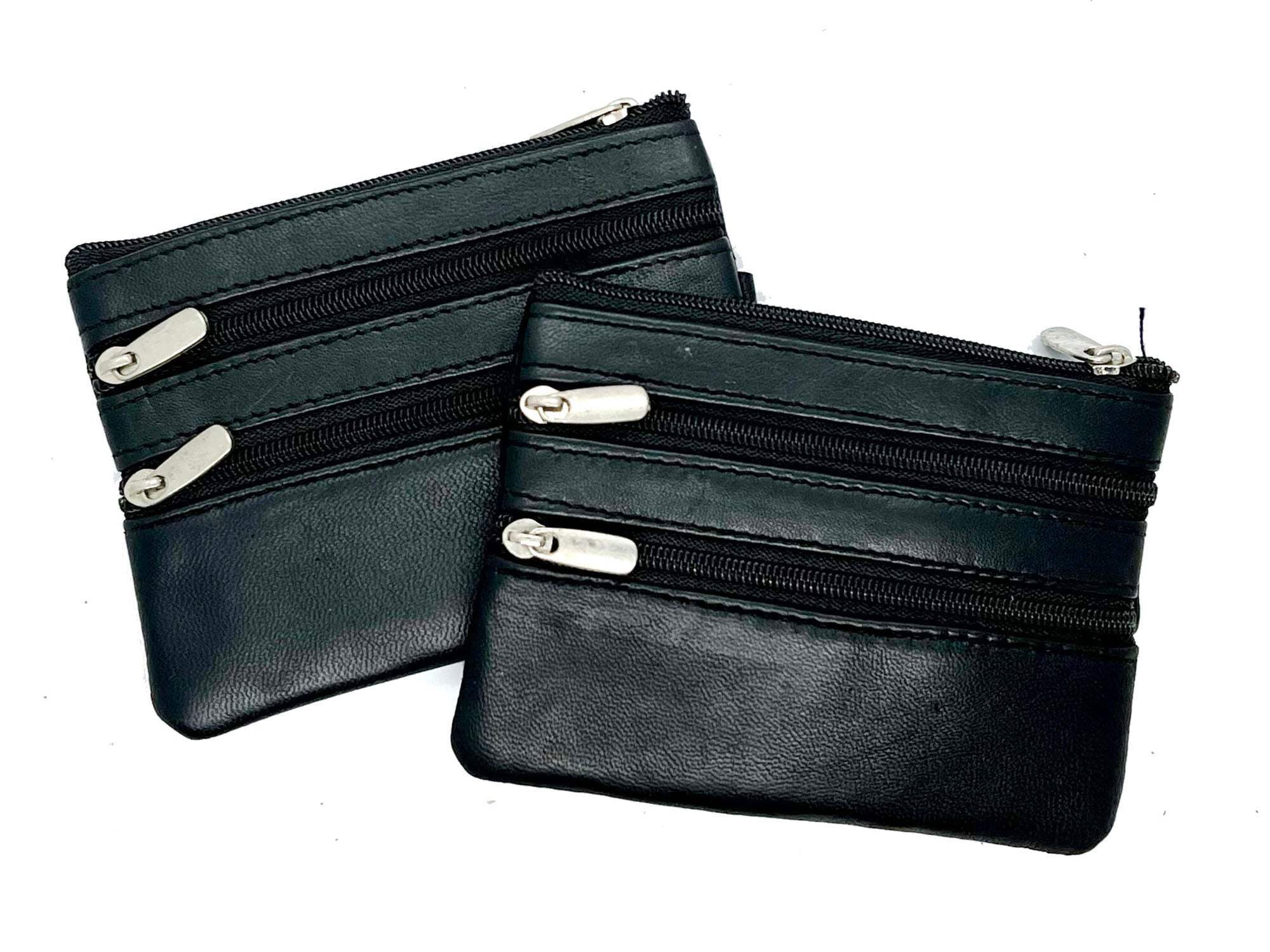 Genuine Leather Coin Purse ID Credit Card Holder Keychain Key Ring ...