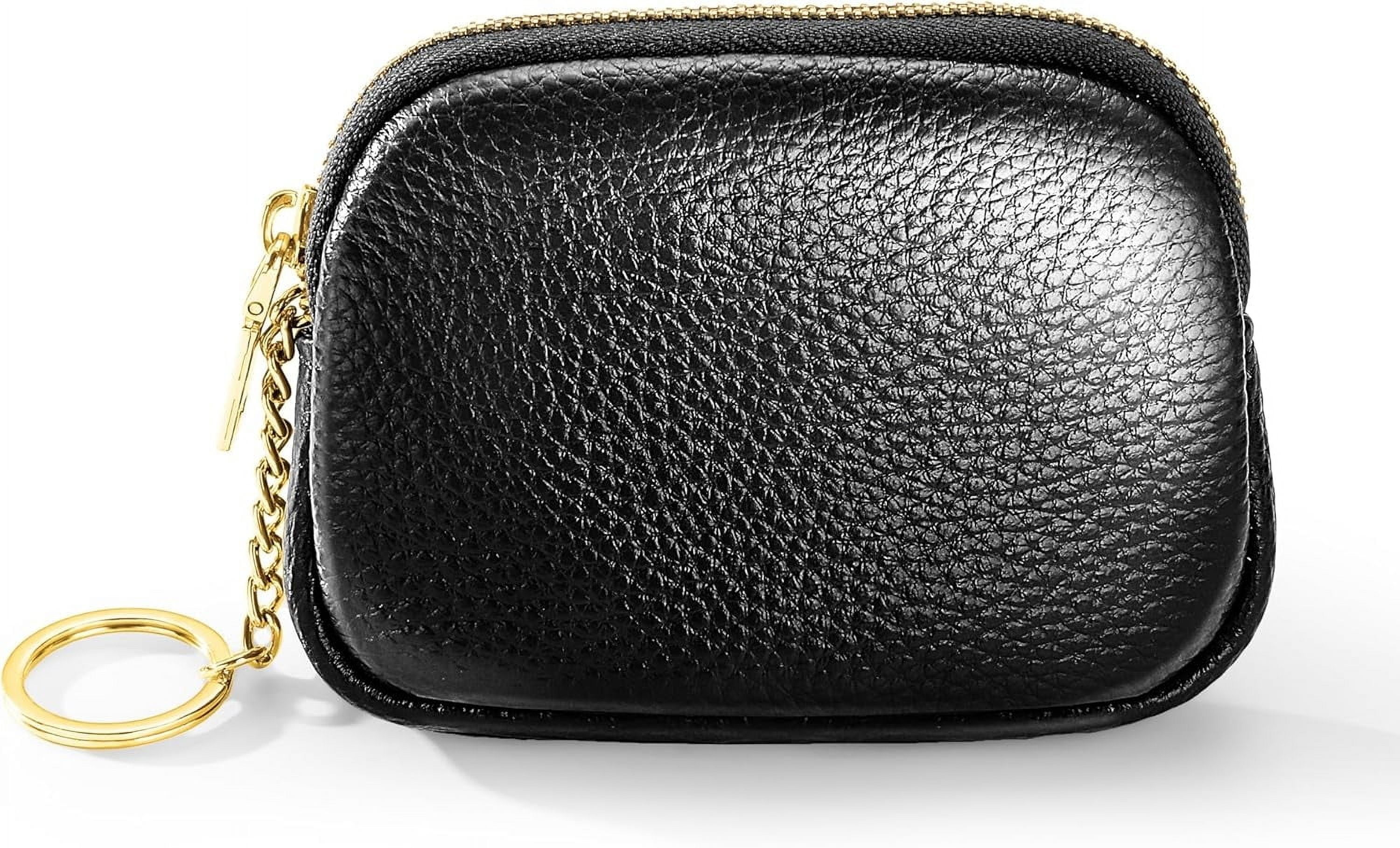 Genuine Leather Coin Purse, Small Change Purse Keychain Wallet for ...