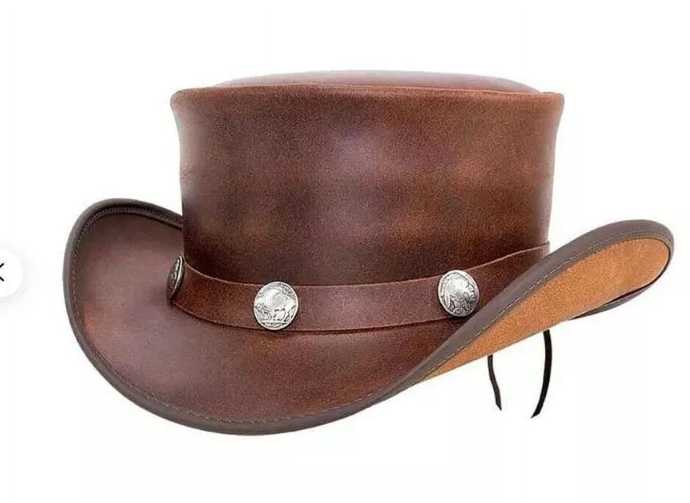 Genuine Leather Cowboy Western Top Hat for Men and Women, Classic Style ...