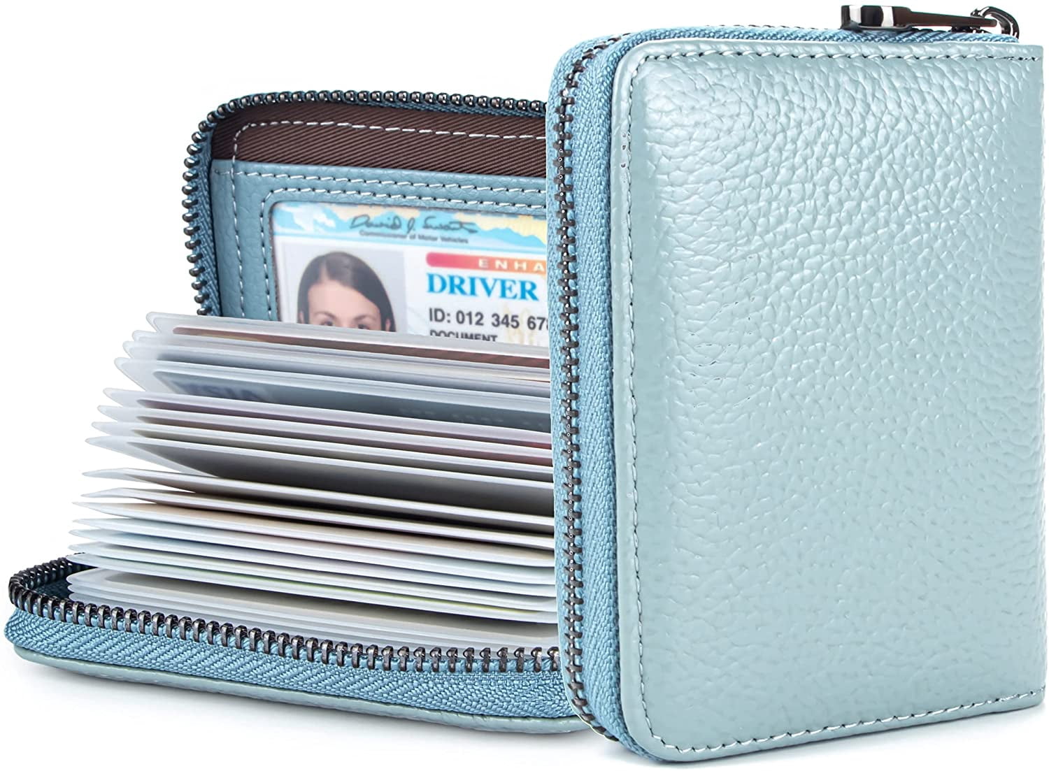 Genuine Leather Credit Card Holder Wallet RFID Blocking Secure Card ...