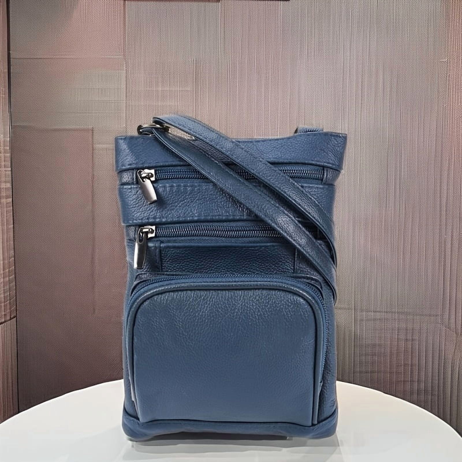 Genuine Leather Crossbody Bag with Adjustable Strap – Stylish Black ...