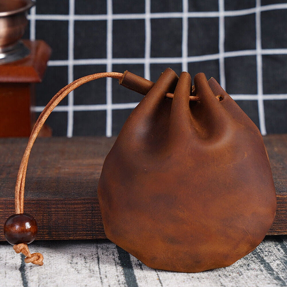 Genuine Leather Dice Coin Bag Pouch Medieval Renaissance Brown ...