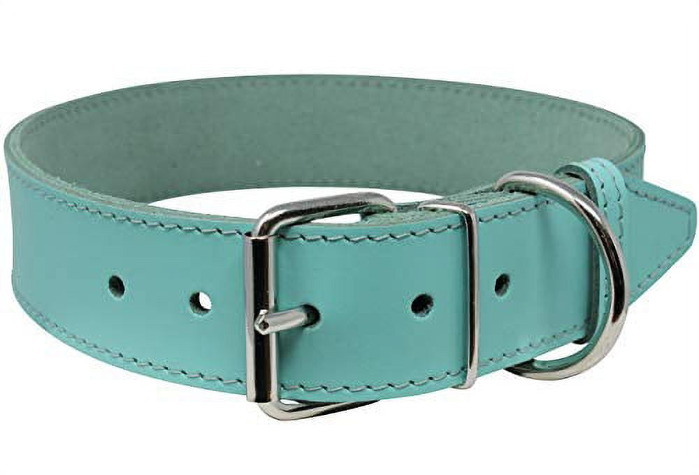 Genuine Leather Dog Collar Cyan 7 Colors (18"-20.5" Neck; 1.25 Wide ...
