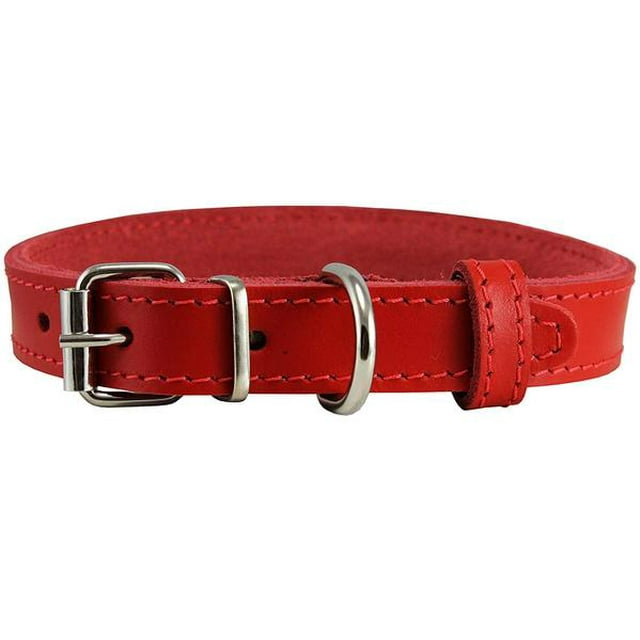 Genuine Leather Dog Collar Red 4 Sizes (11.5"-14" Neck; 5/8" Wide ...