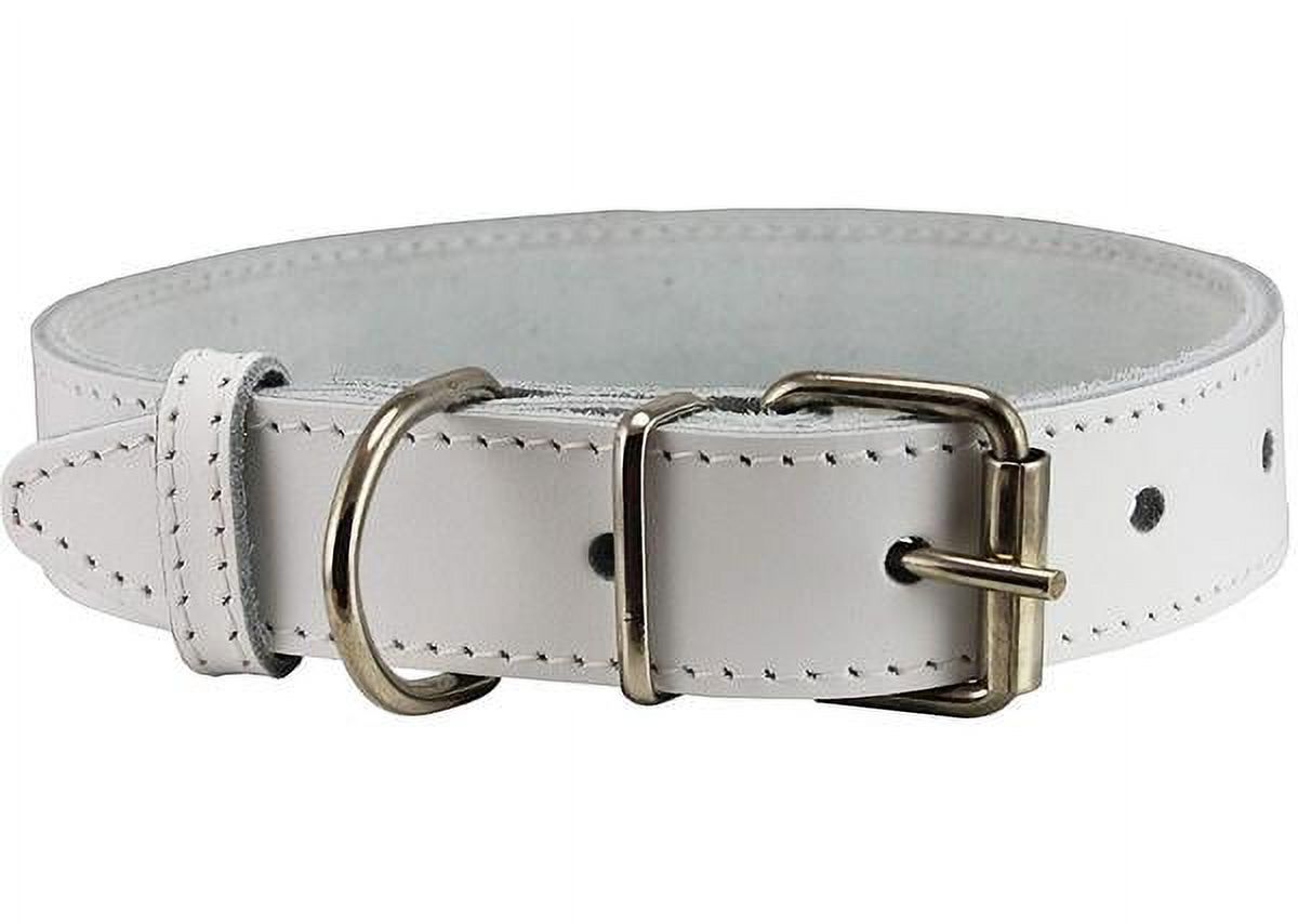 Genuine Leather Dog Collar White 4 Sizes (16