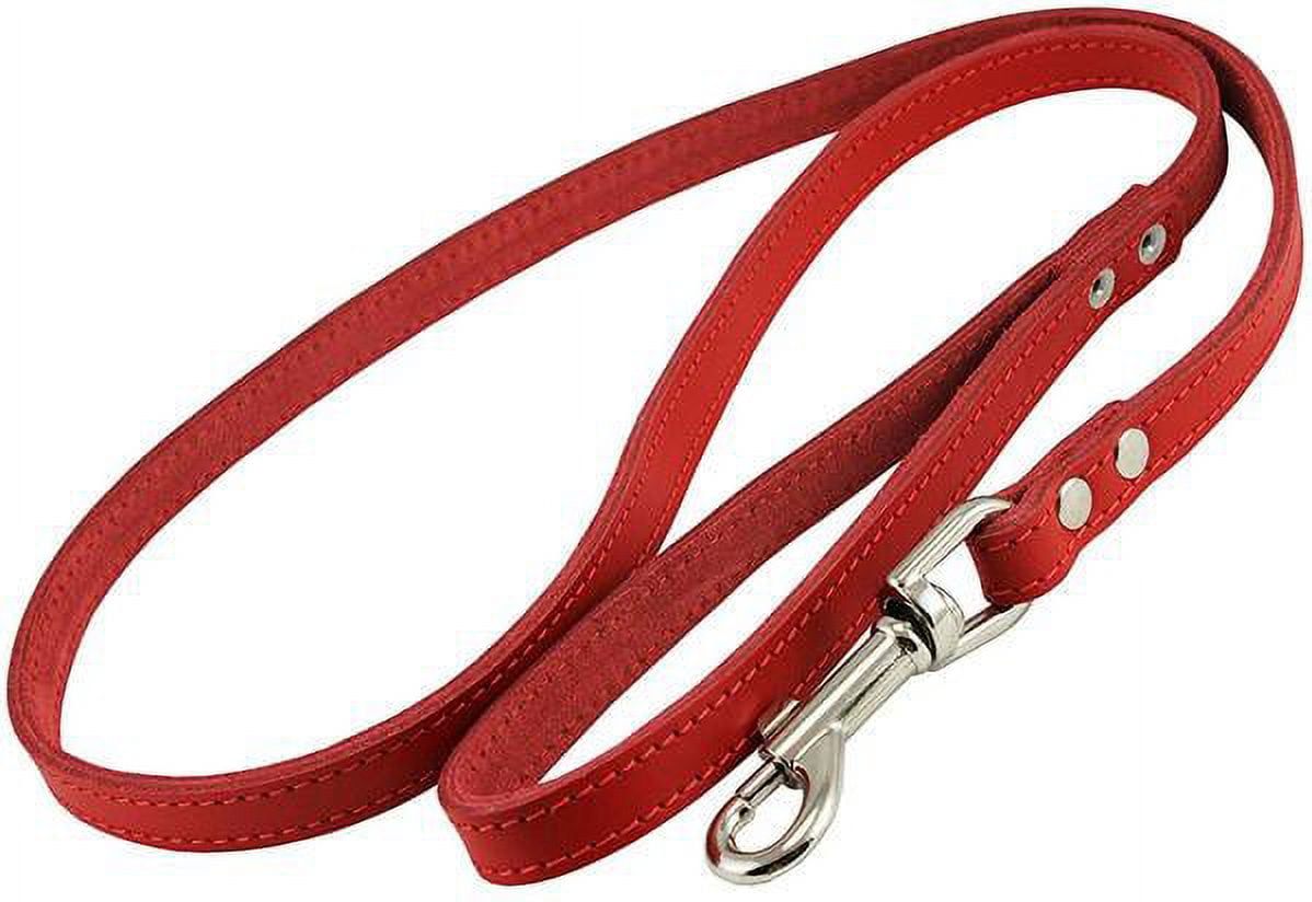 Genuine Leather Dog Leash 4-Feet Wide Red (Medium: 1/2" Wide) - Walmart.com
