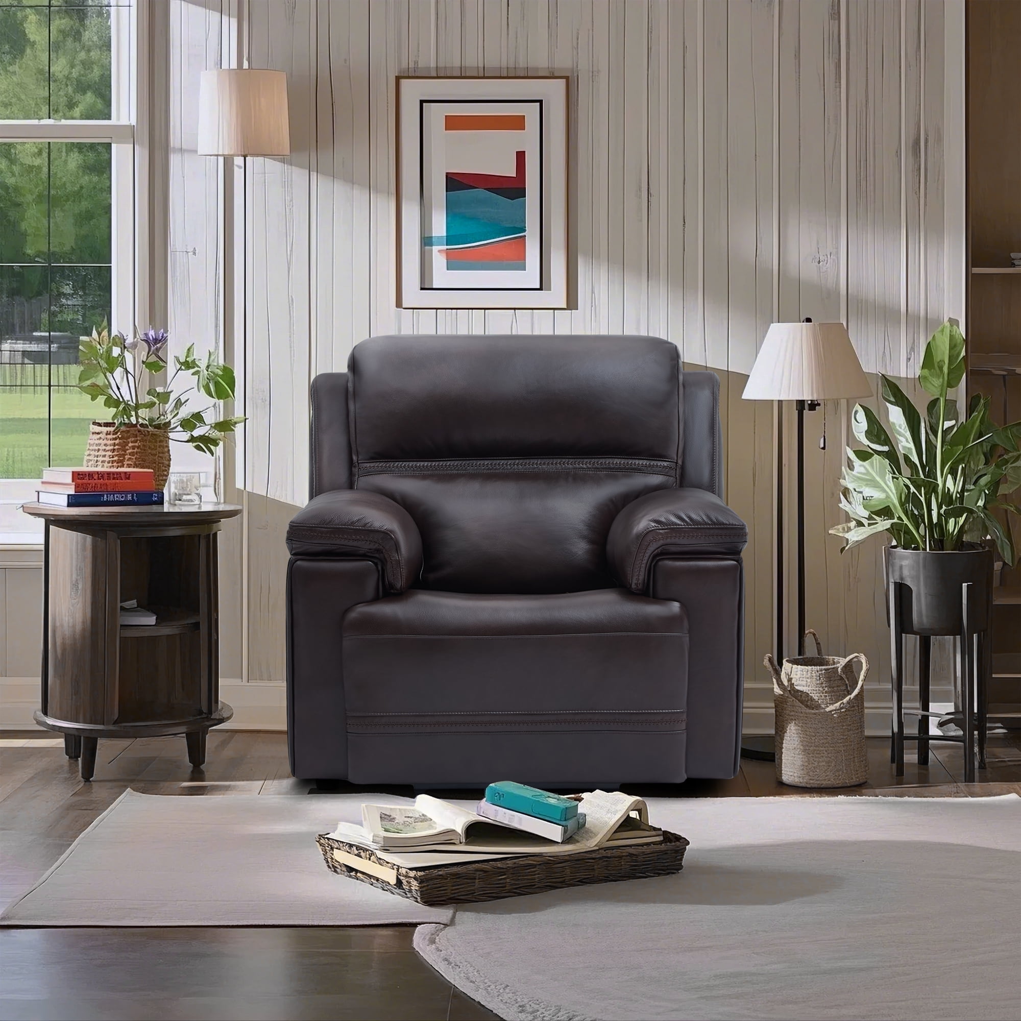 Genuine Leather Dual Power Recliner with Zero Gravity, Adjustable ...