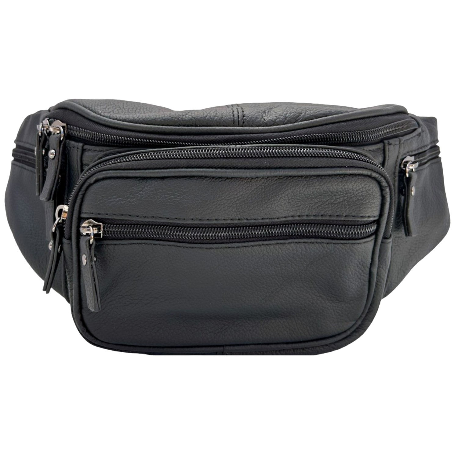 Genuine Leather Fanny Pack Waist Bag Body Pouch Pockets Organizer Phone ...