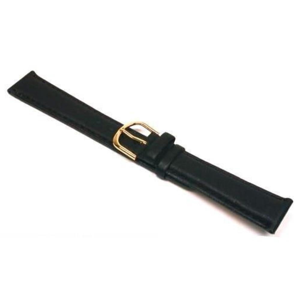 Genuine Leather Flat Black 18mm Watch Band - Walmart.com