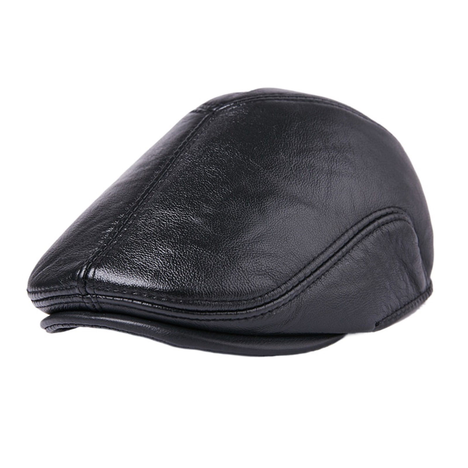 Genuine Leather Flat Caps Berets Men Brown Duckbill Hat Cowskin Male ...