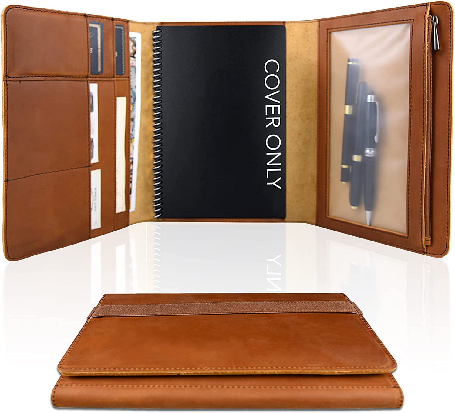Genuine Leather Folio Cover, Leather Notepad Holder, Compatible ...