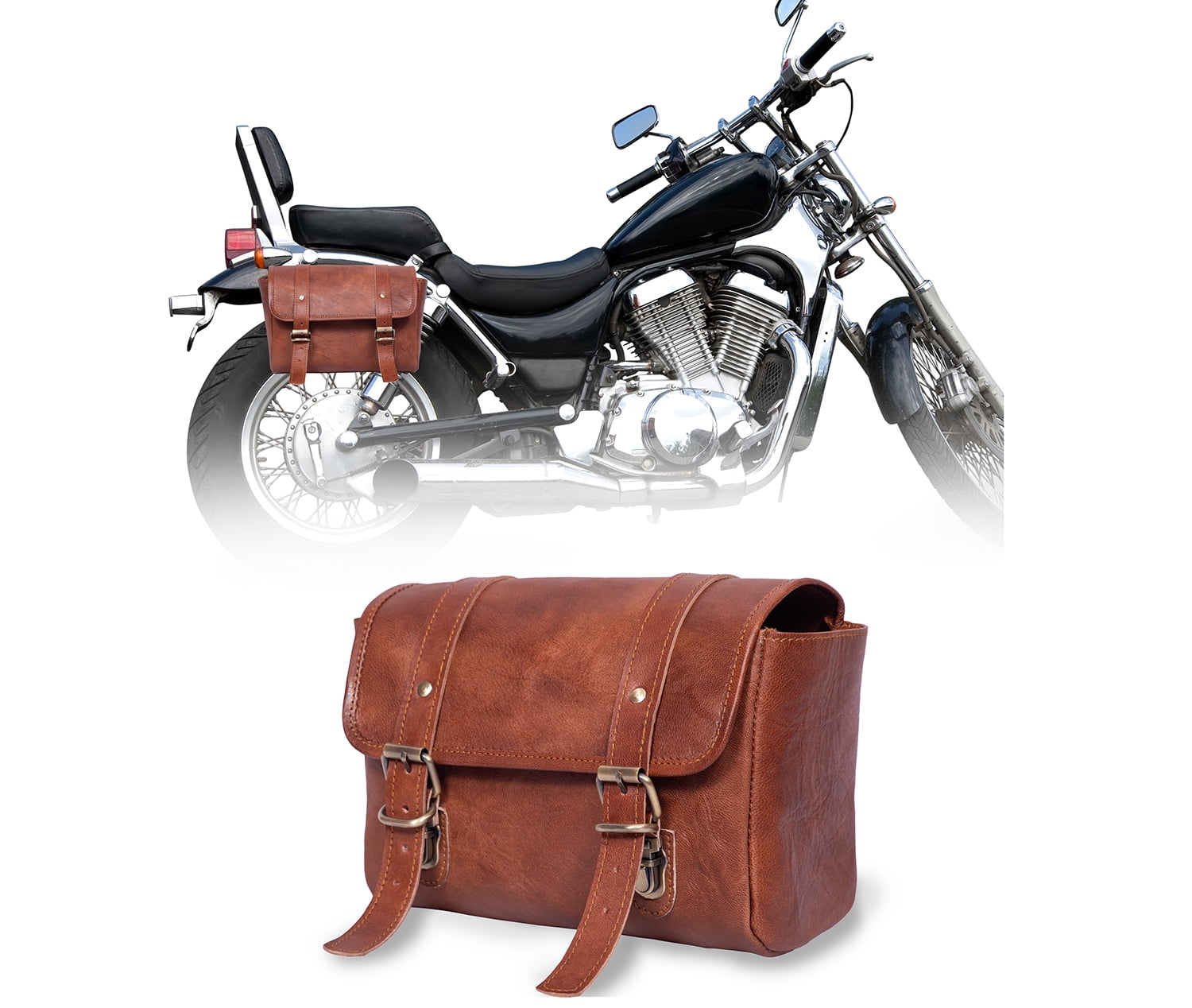 Genuine Leather Handmade Motorcycle Side Bag - Walmart.com