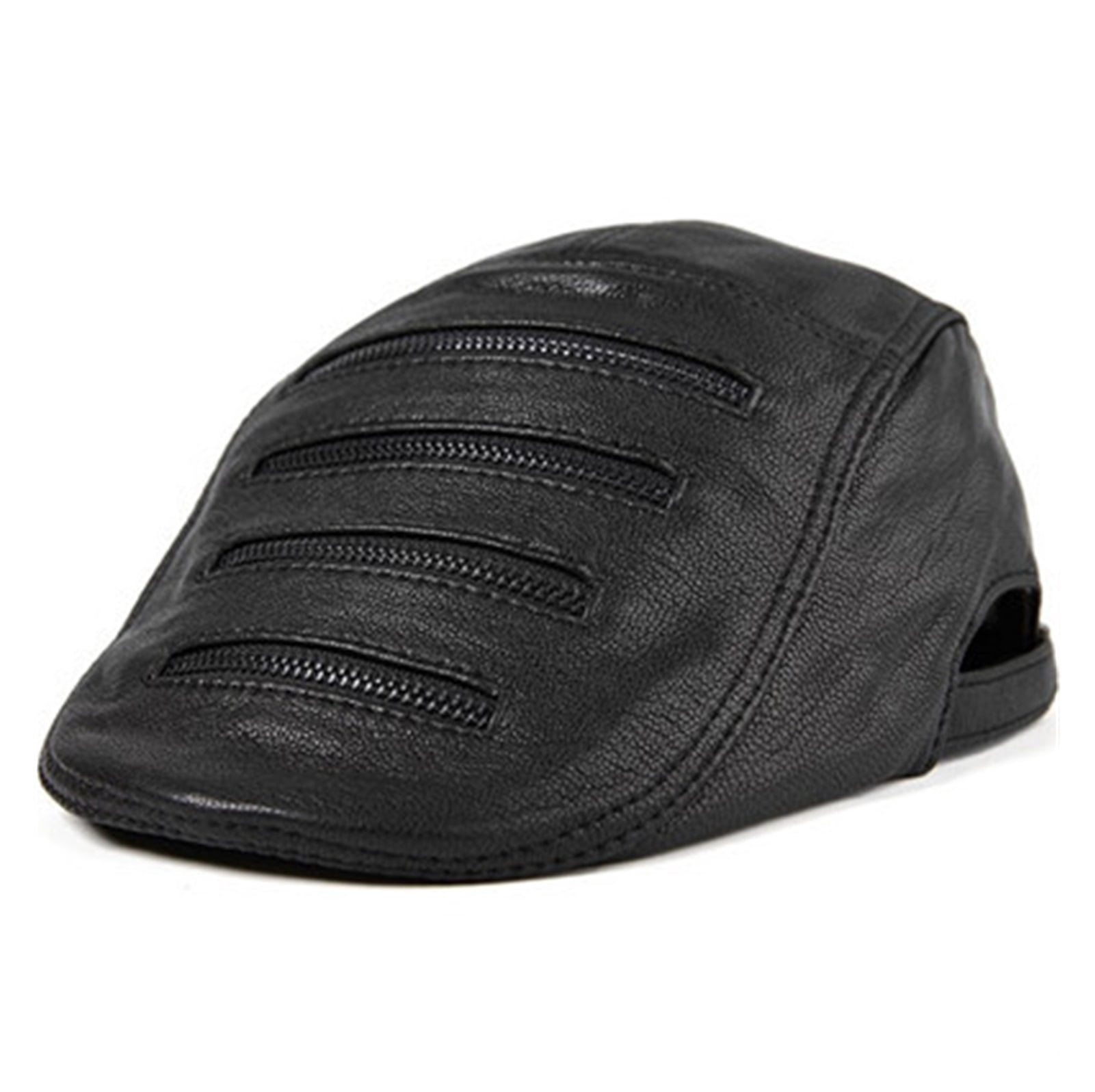Genuine Leather Hat Hi-gh Qua-lity Flat Cap For Men Women Army Mi ...