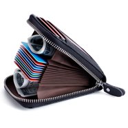 Leatherboss 30 Pages Credit Card or Picture Holder Wallet with Zipper ...