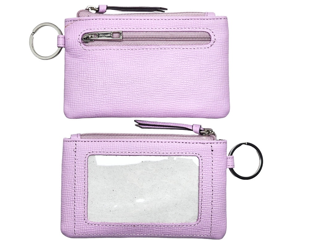 Genuine Leather ID Case with Key Ring, Saffiano Leather Coin Purse ...